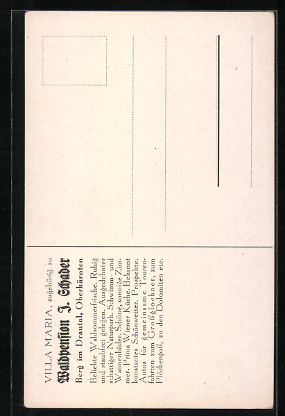 Ansichtskarte Berg im Drautal /Oberkärnten, Villa Maria zugehörig zu ...