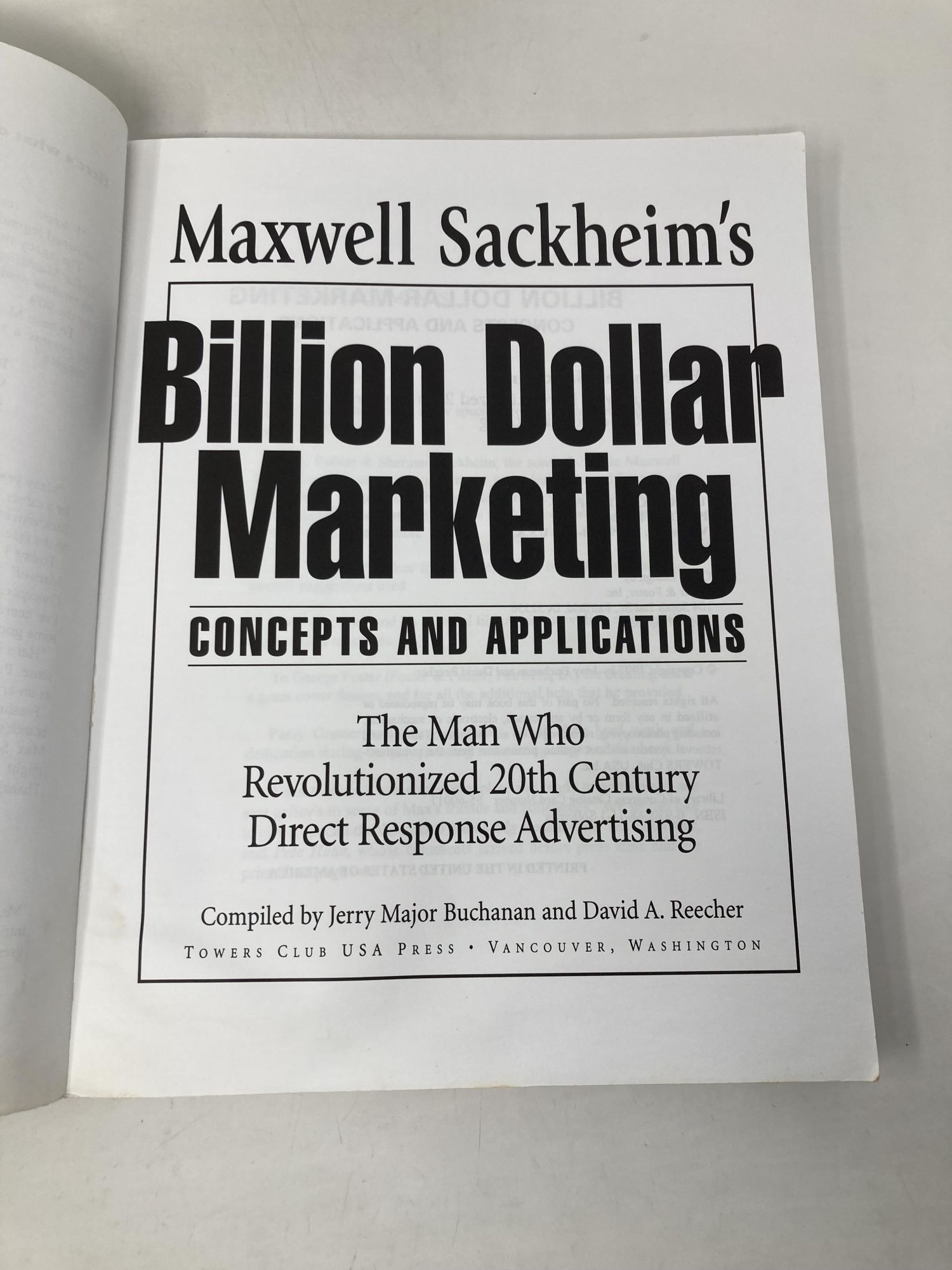 Maxwell Sackheim's Billion Dollar Marketing: Concepts and Applications ... Maxwell Sackheim's Billion Dollar Marketing: Concepts and Applications ...
