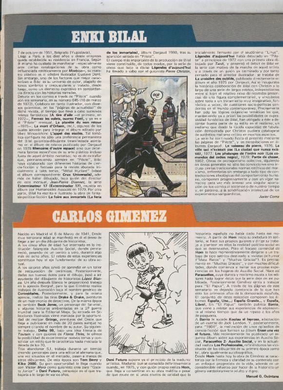 Historia de los Comics: Ficha de Enki Bilal y Carlos Gimenez de Varios ...