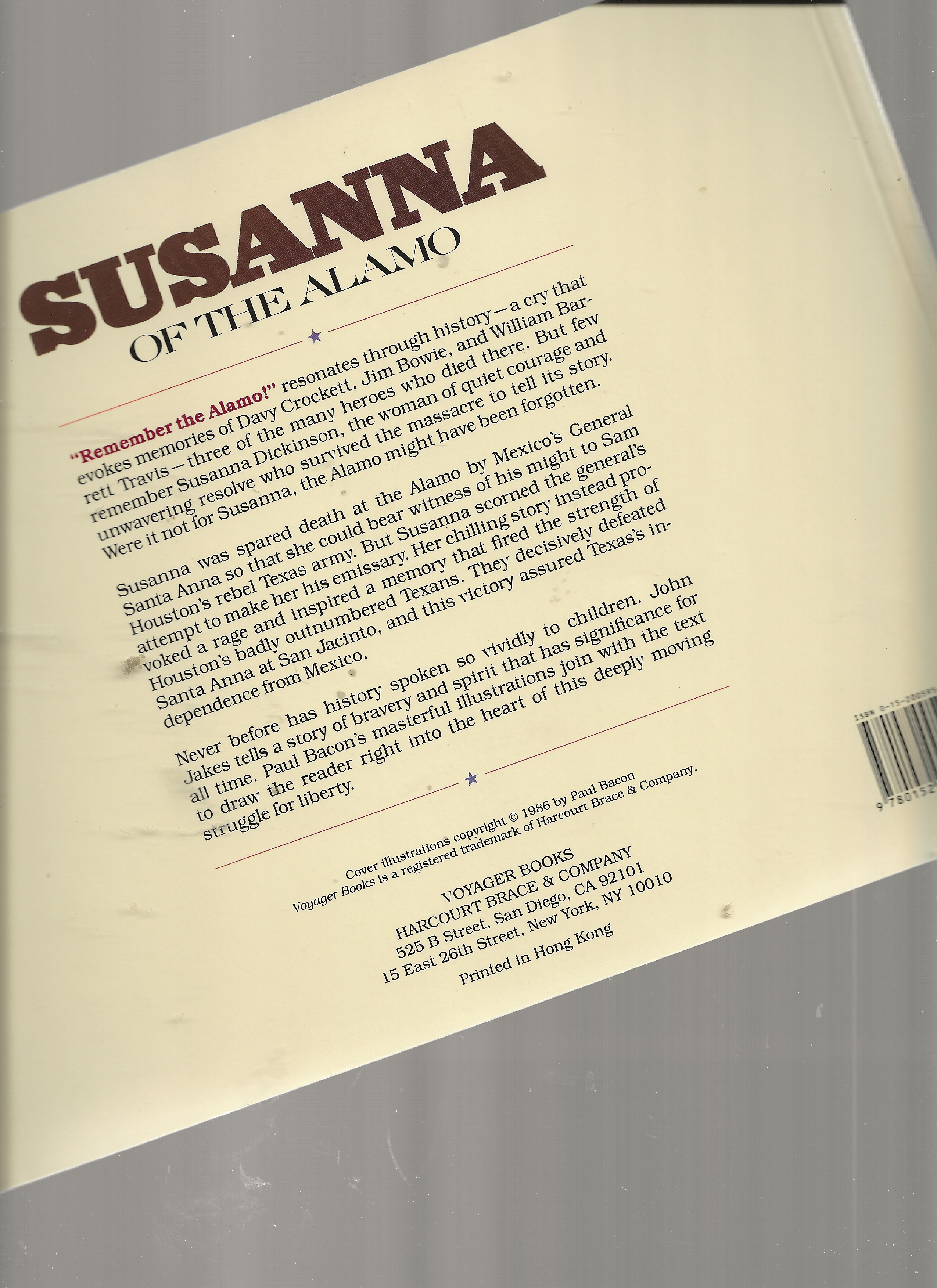 Susanna of the Alamo: A True Story by John Jakes: Very Good Soft cover ...