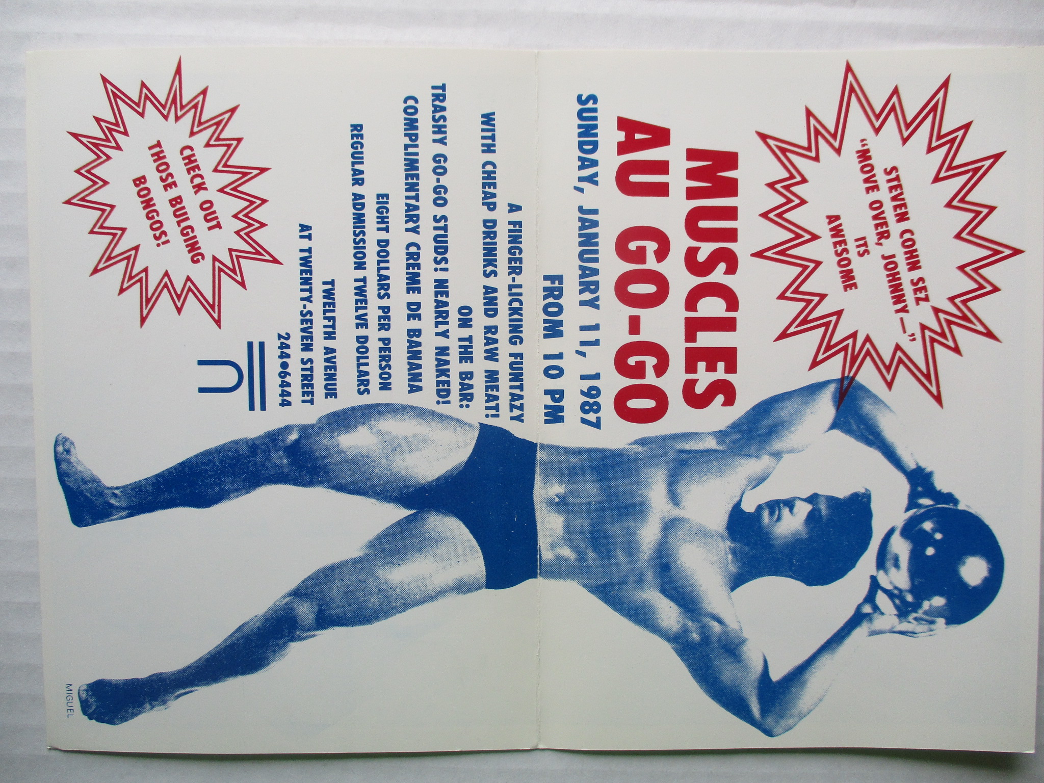 Muscles Au Go-Go Jan 11 1987 Tunnel Nightclub party invite postcard von ...