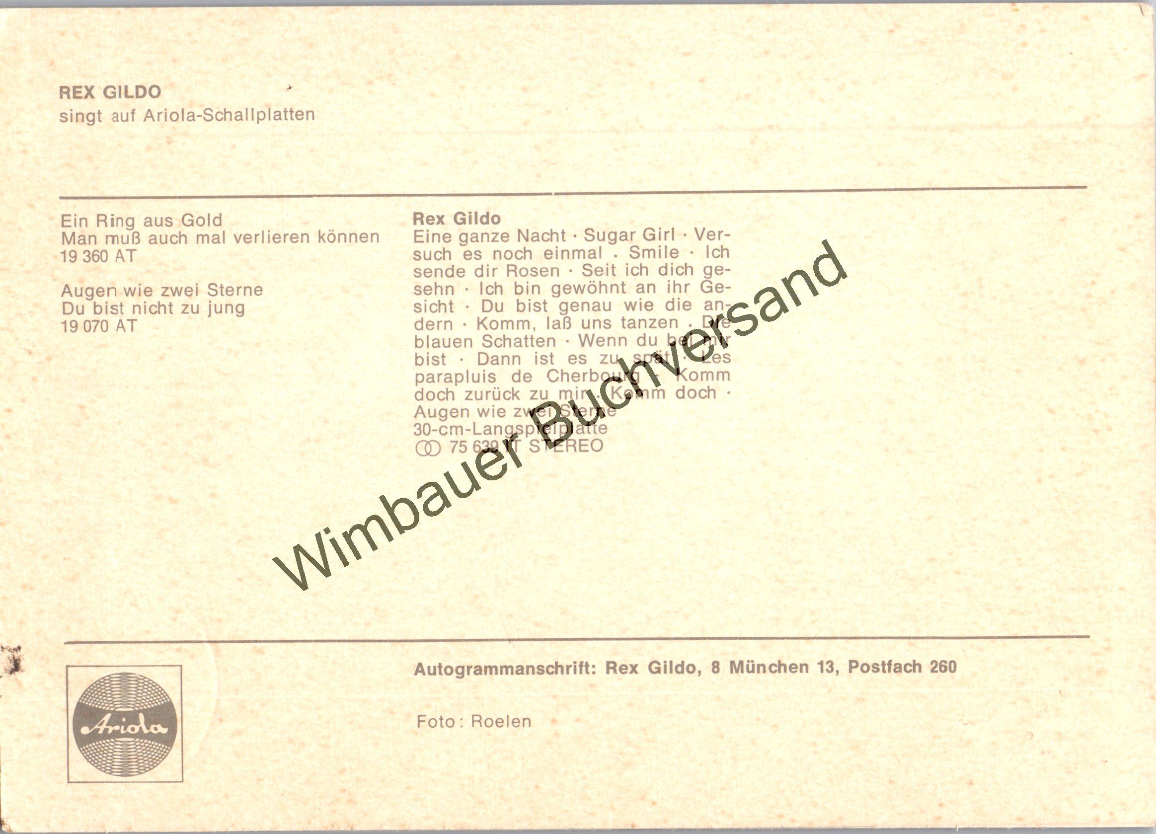 Original Autogramm Rex Gildo (1936-1999) /// Autogramm Autograph ...