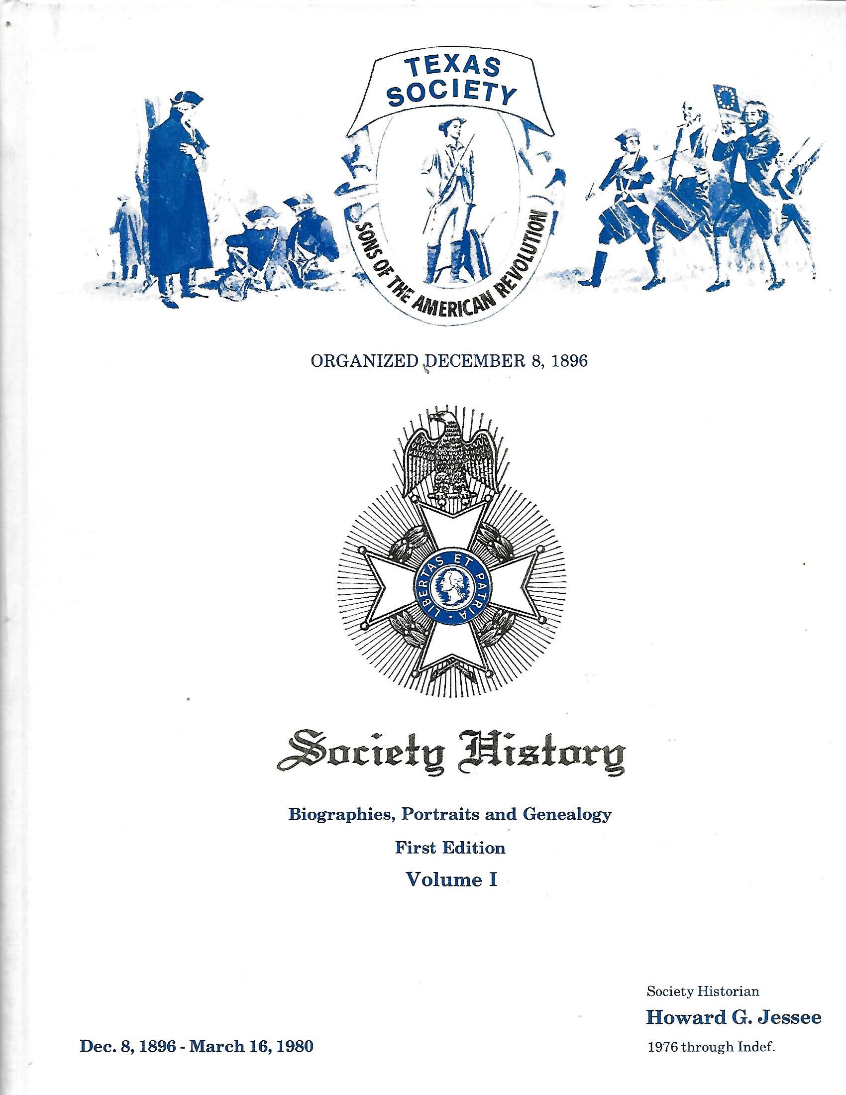 Texas Society History Sons of the American Revolution Vol 1 by Howard G ...