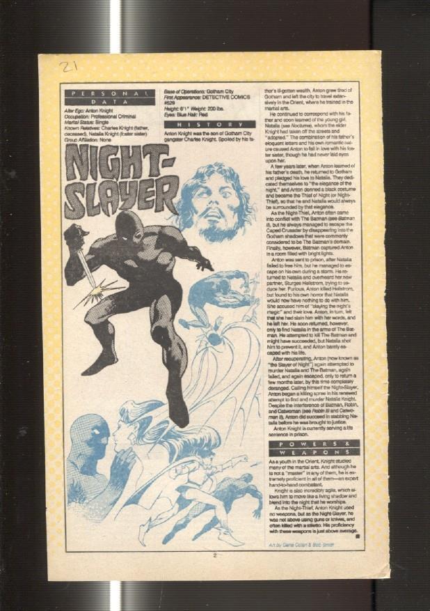 Ficha personaje DC Comics numero 021: Night Slayer y Nightshade von ...