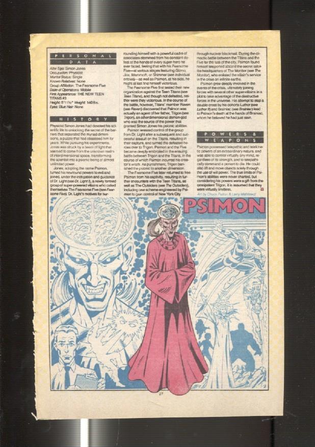 Ficha personaje DC Comics numero 037: Psions y Psimon von VARIOS: (1987 ...