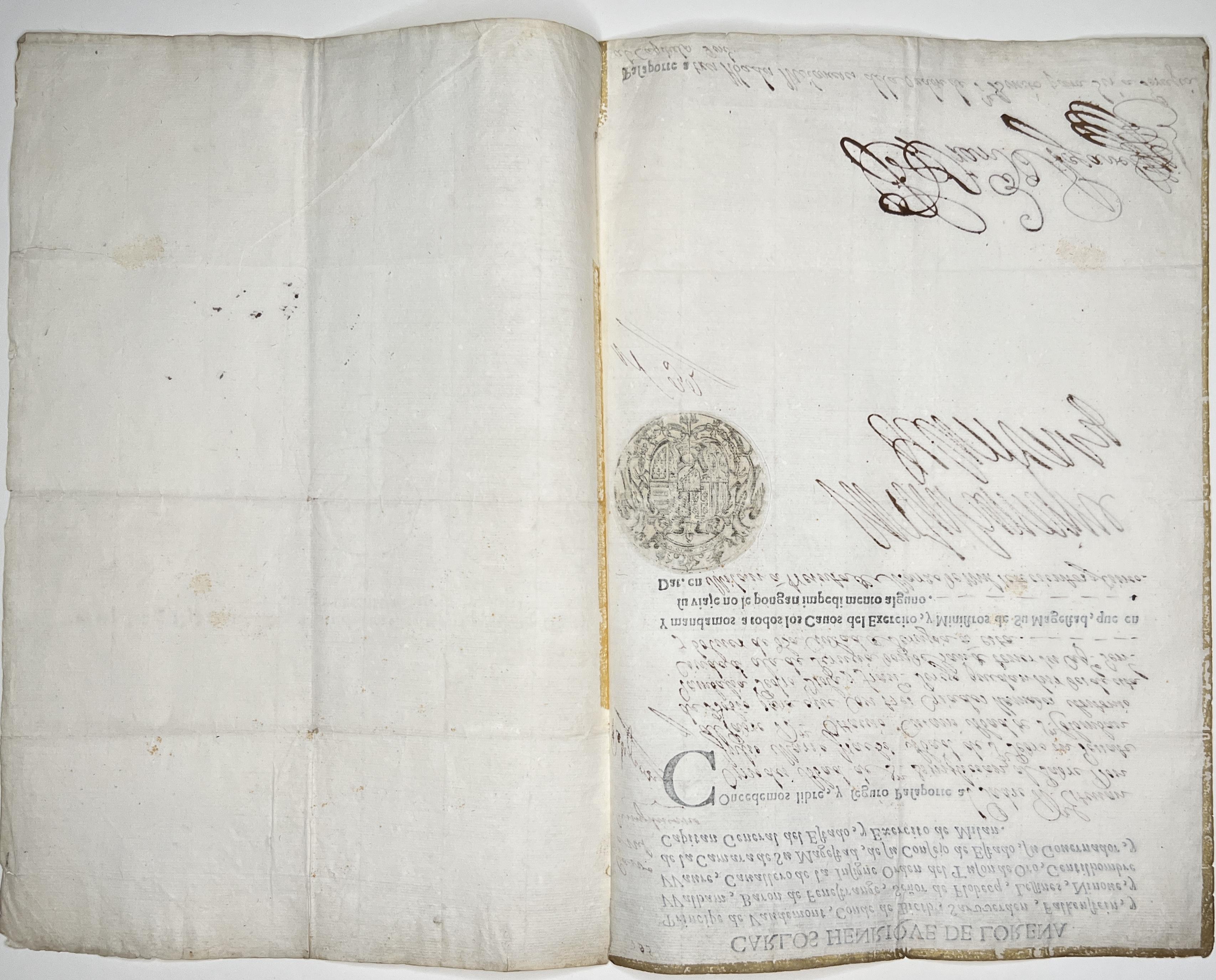 Charles Henri, Prince of Commercy, Autograph Passport by Carlos ...