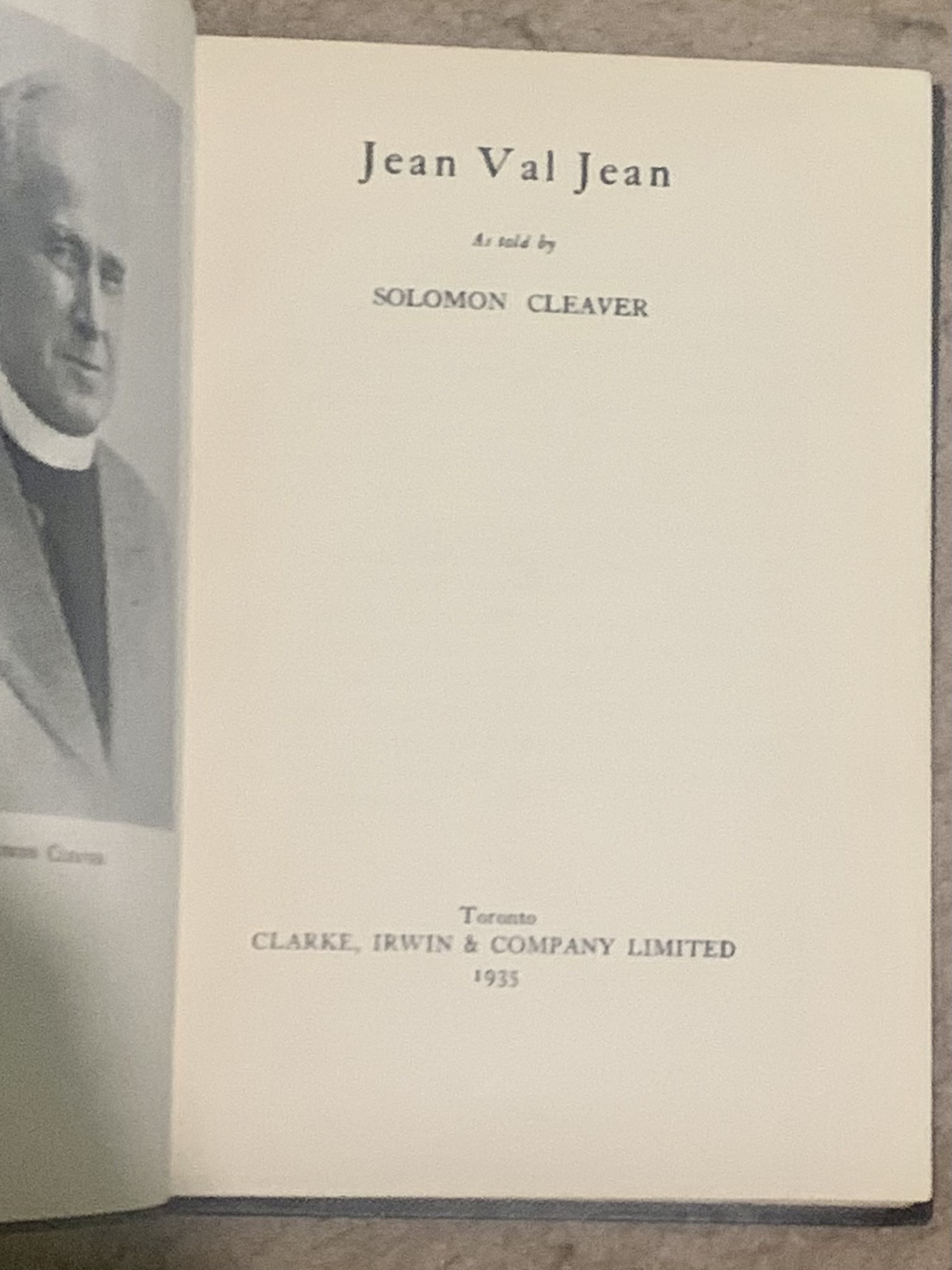 Jean Val Jean As Told By Solomon Cleaver By Cleaver Solomon Good Hardcover 1935 1st Edition