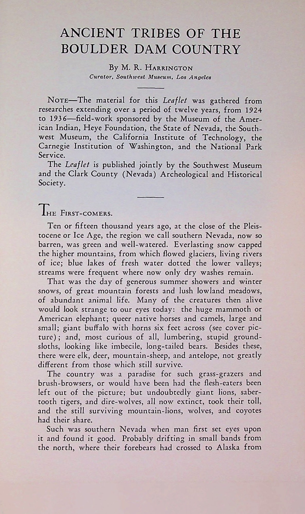 Ancient Tribes of the Boulder Dam country (Southwest Museum leaflets ...