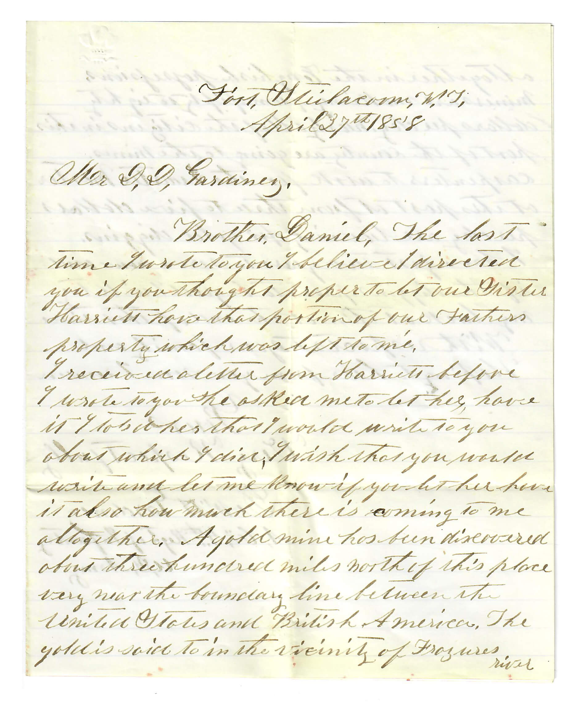 Historically Important Original Letter by a Potential Miner and a ...