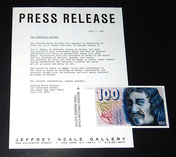 J.S.G. Boggs: 1987 Exhibition Artist's Multiple by Boggs, J.S.G.; James ...