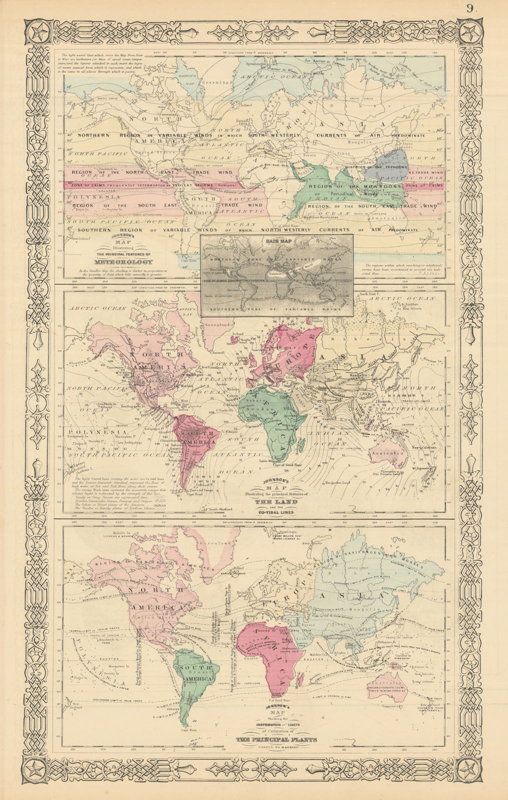 Johnson's Map Illustrating the Principal Features of Meteorology (with ...