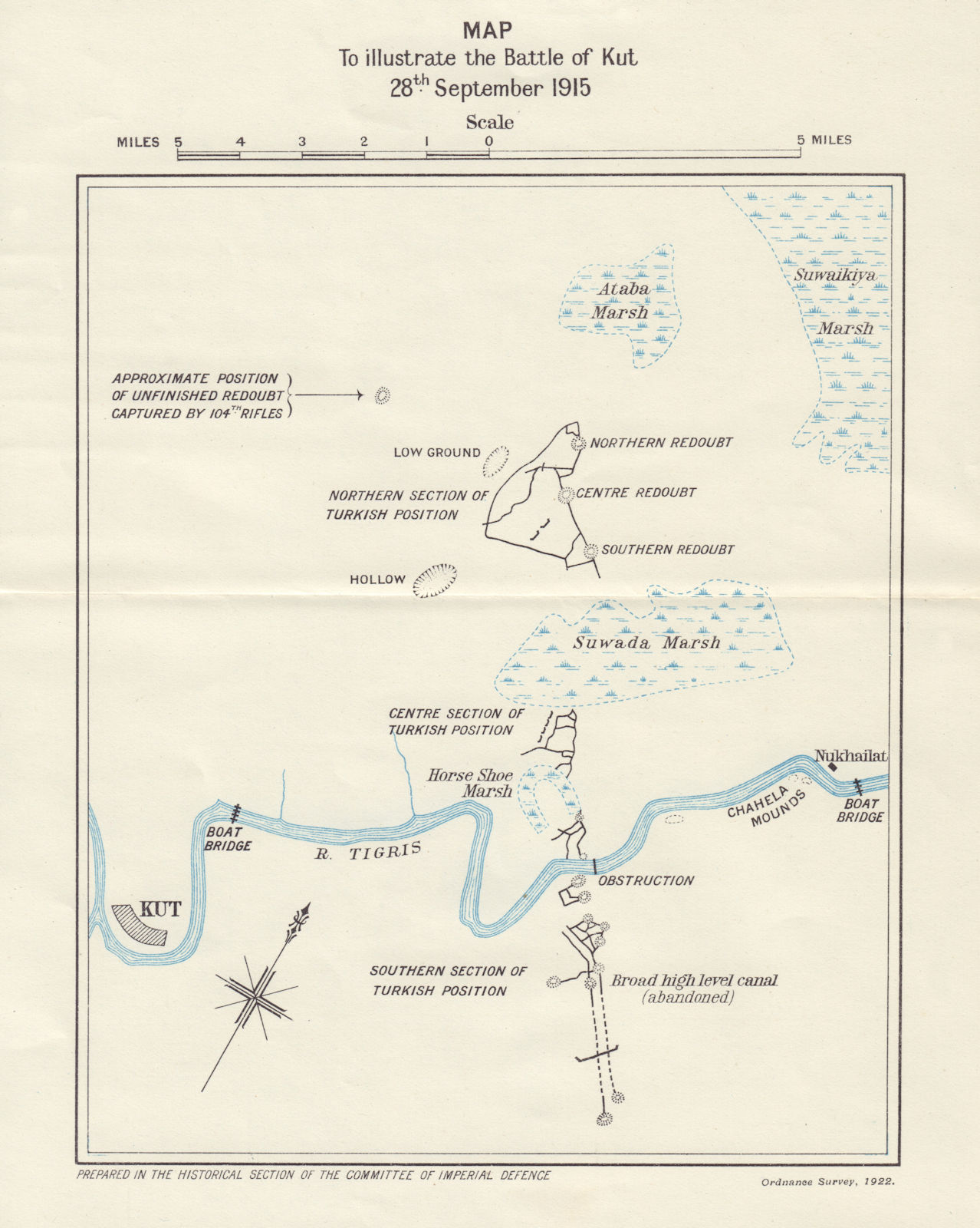 Map to illustrate the Battle of Kut 28th September 1915 Mesopotamian ...