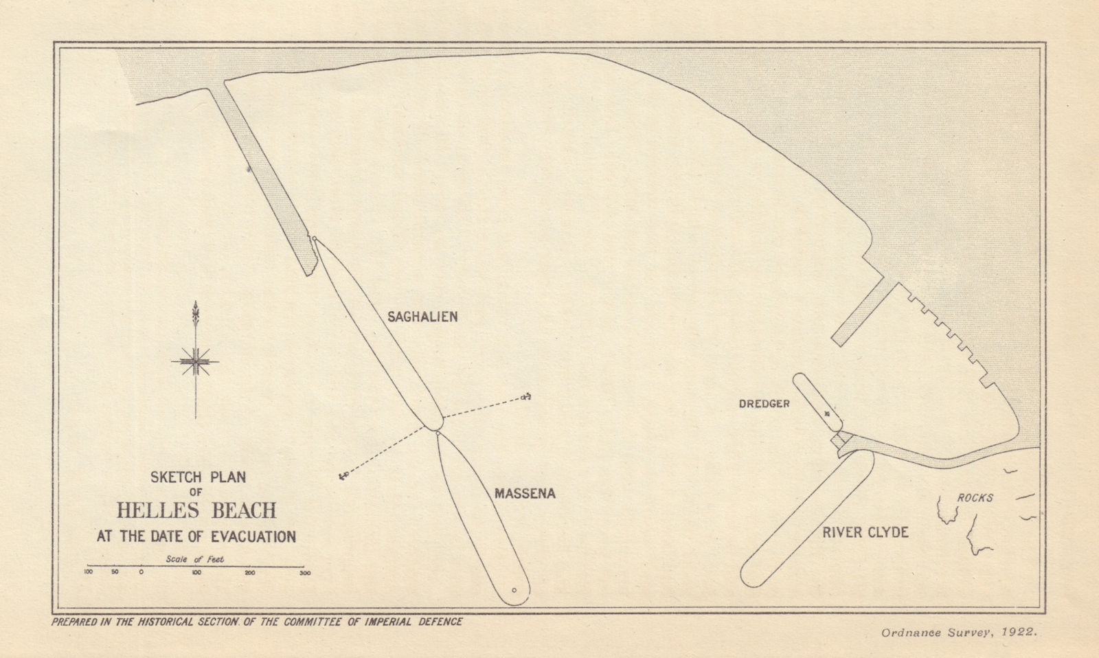 Sketch Plan of Helles Beach [Cape Helles] at the Date of Evacuation ...