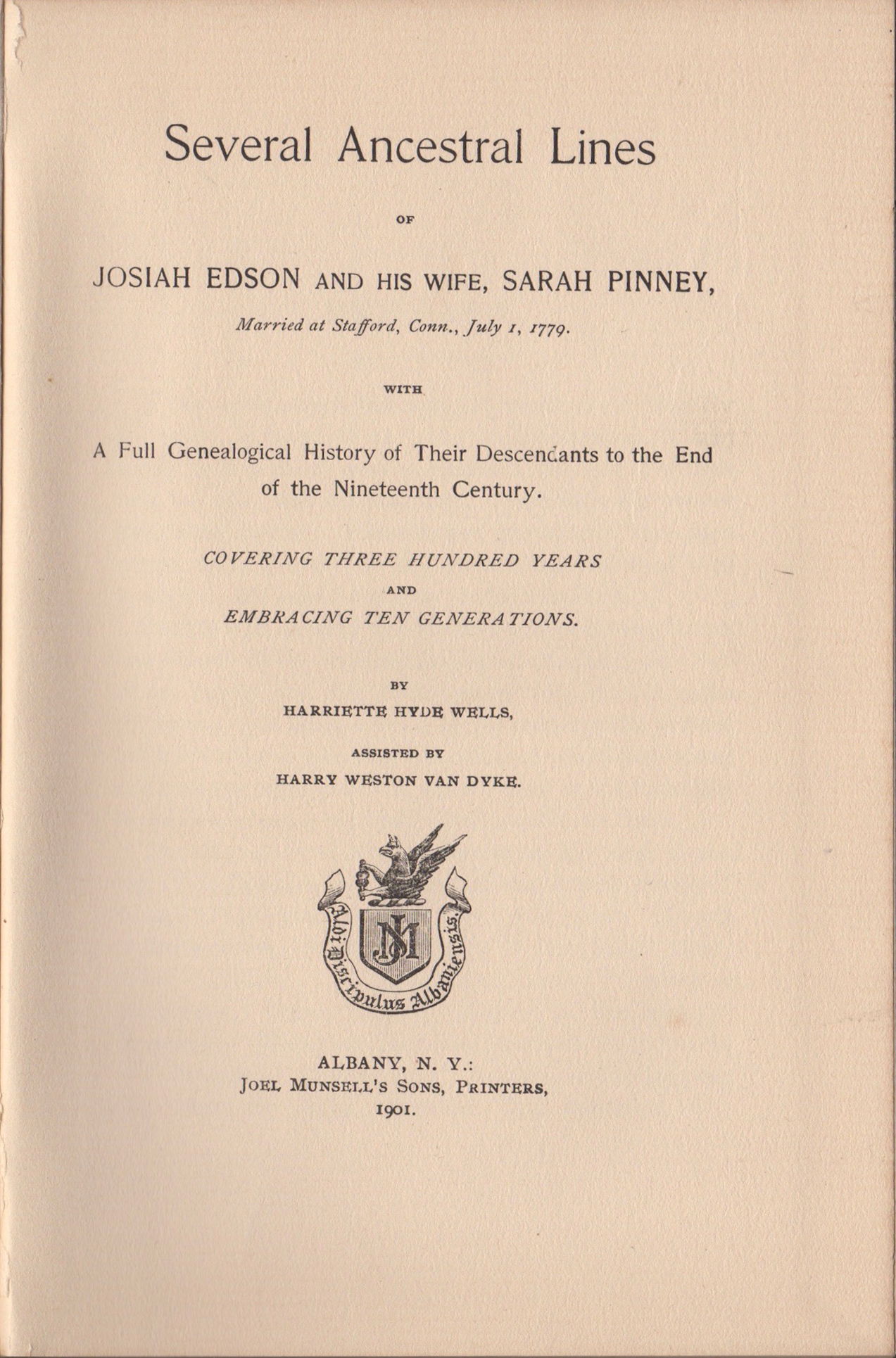 Several Ancestral Lines of Josiah Edson and His Wife, Sarah Pinney ...