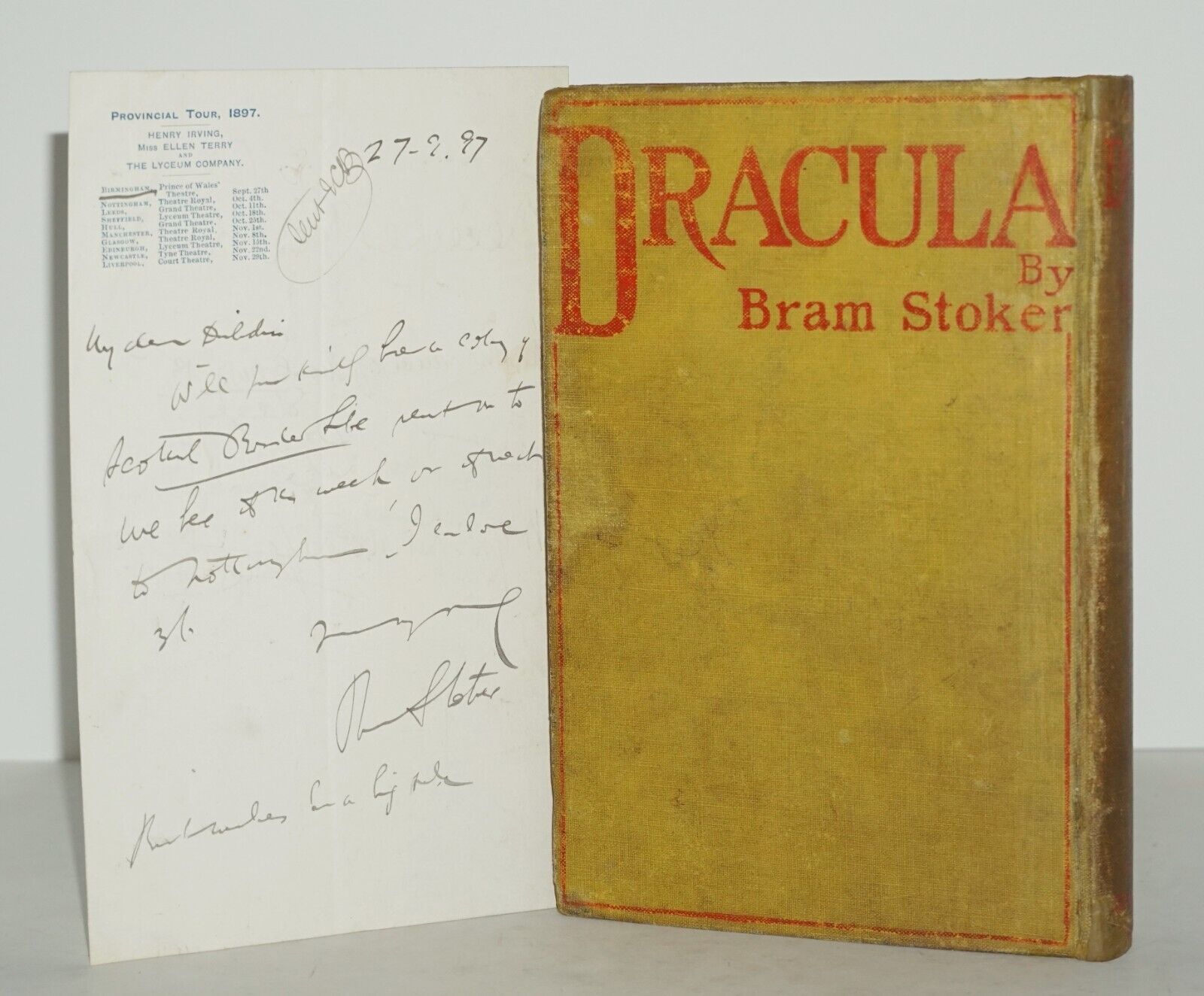Dracula First Issue W Signed Letter By Bram Stoker Very Good