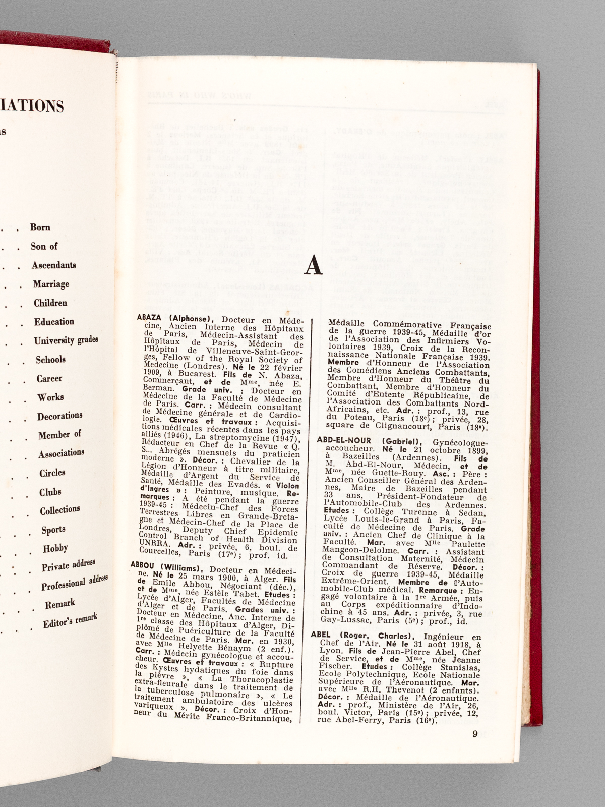 Who's Who in France. 1953-1954 Recueil de notices biographies par ...