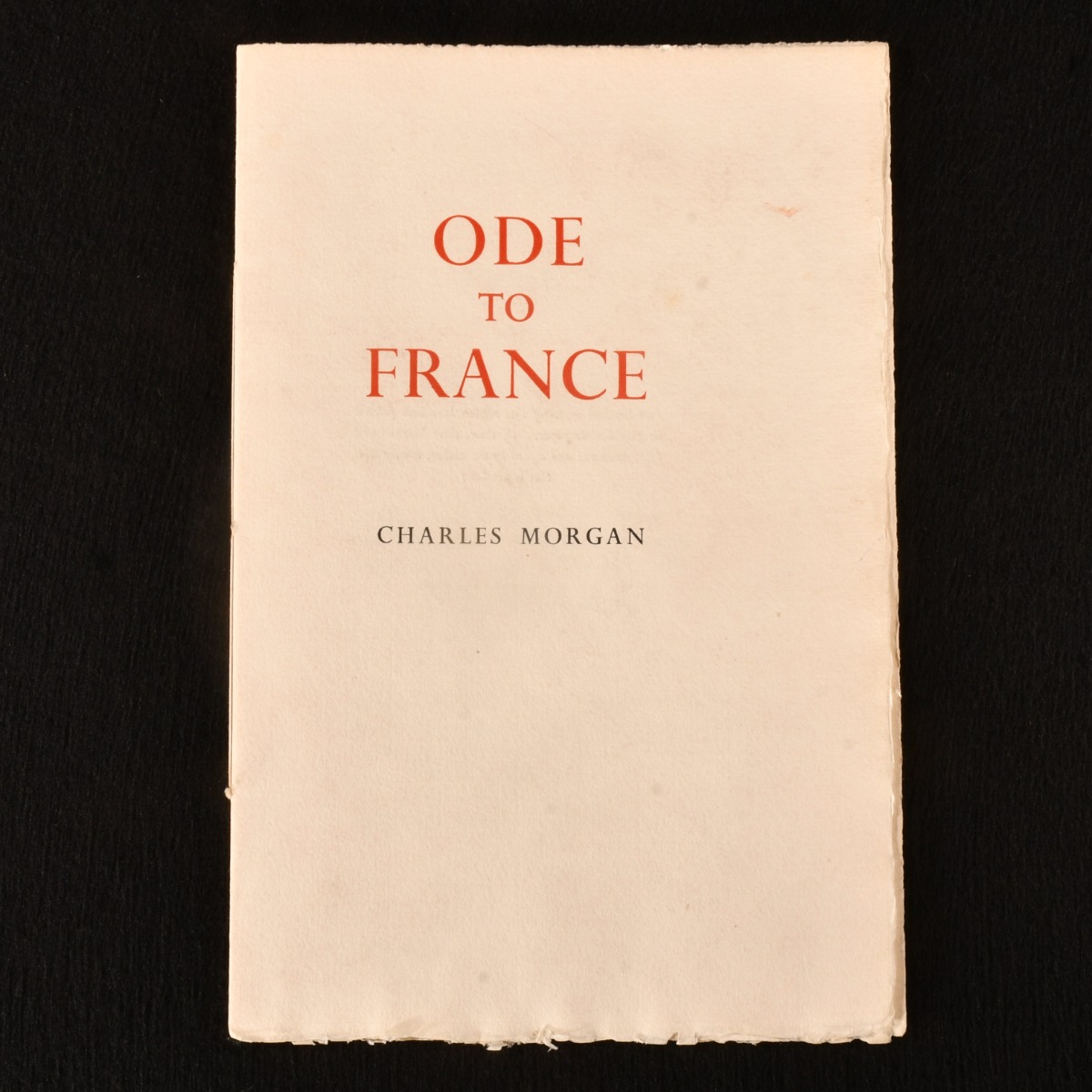 Ode to France von Charles Morgan: Near Fine Paperback (1942) signed by ...