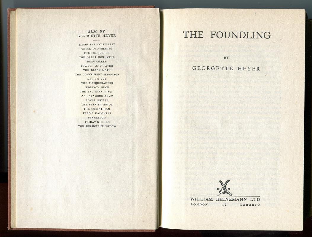 THE FOUNDLING by Heyer, Georgette: (1948) | A Book for all Reasons ...