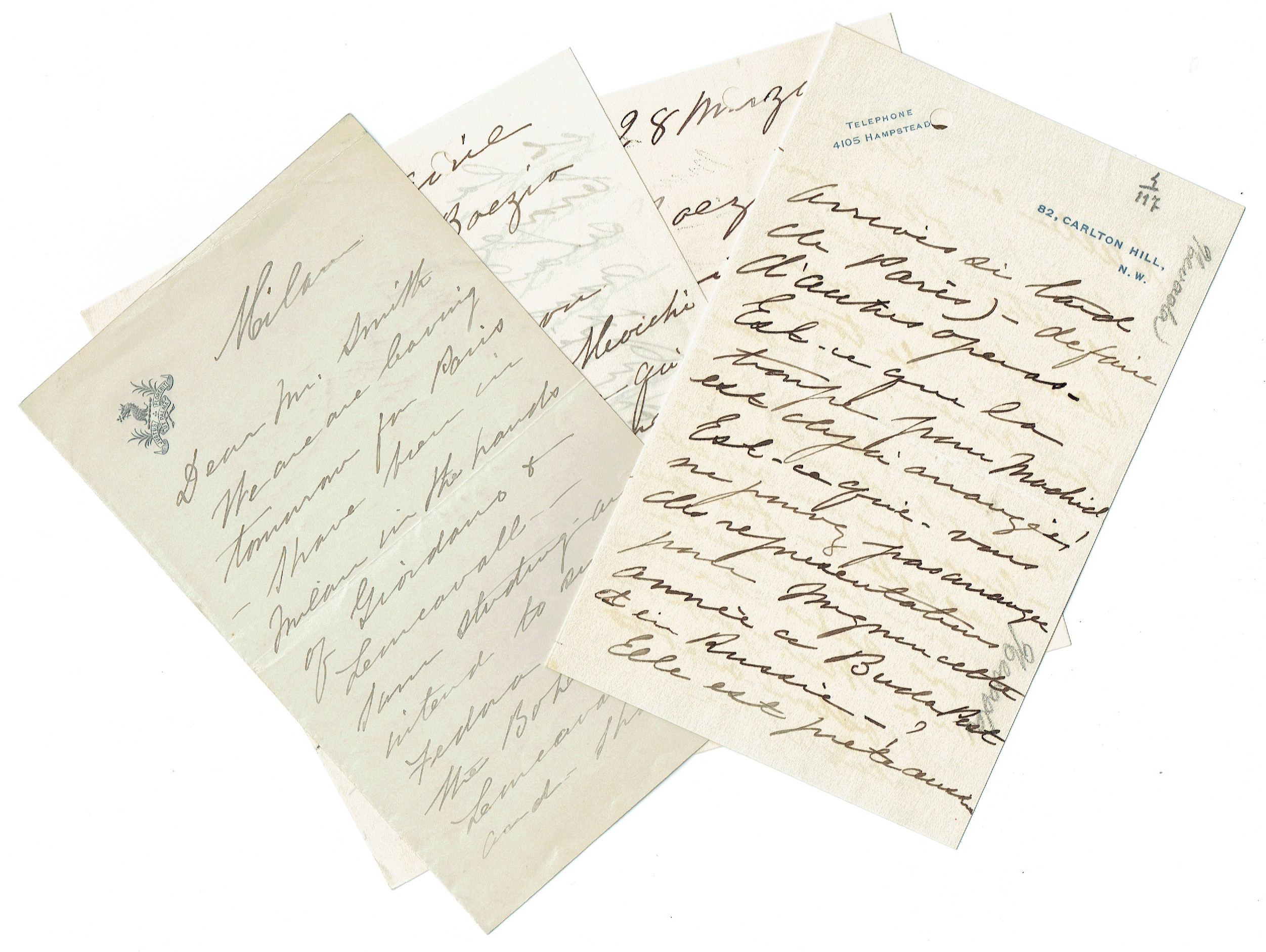 Archive of 8 autograph letters signed. von Nevada, Emma, American ...