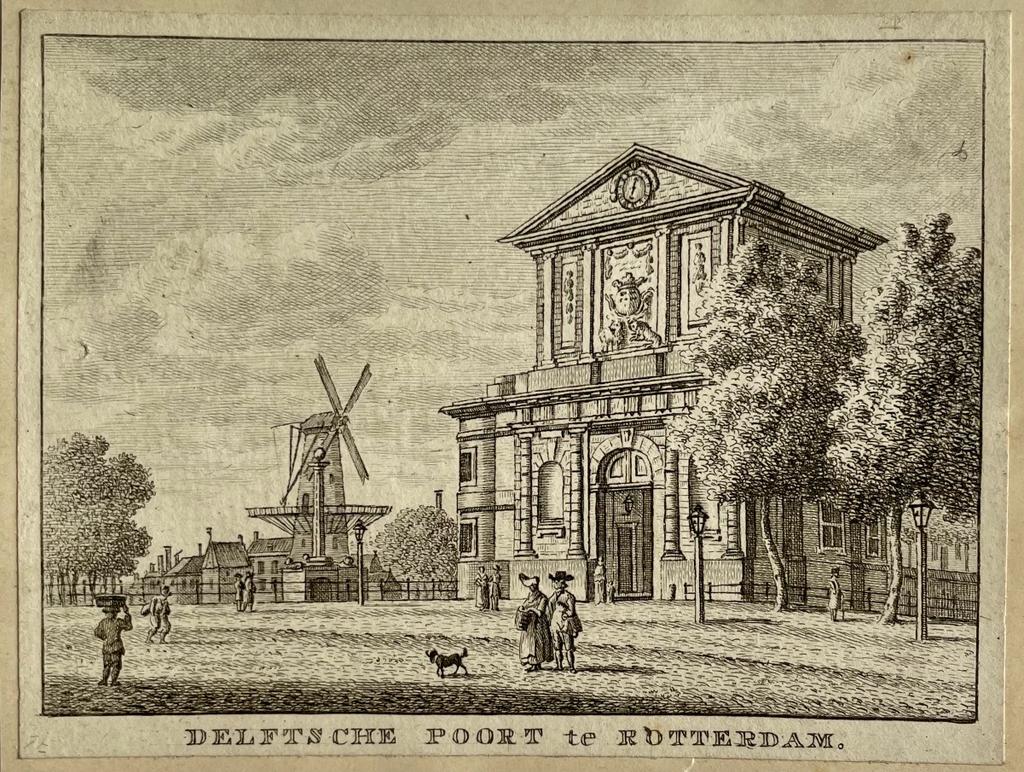 Antieke prent Zuid-Holland: Delftsche Poort (Delftse poort) te ...