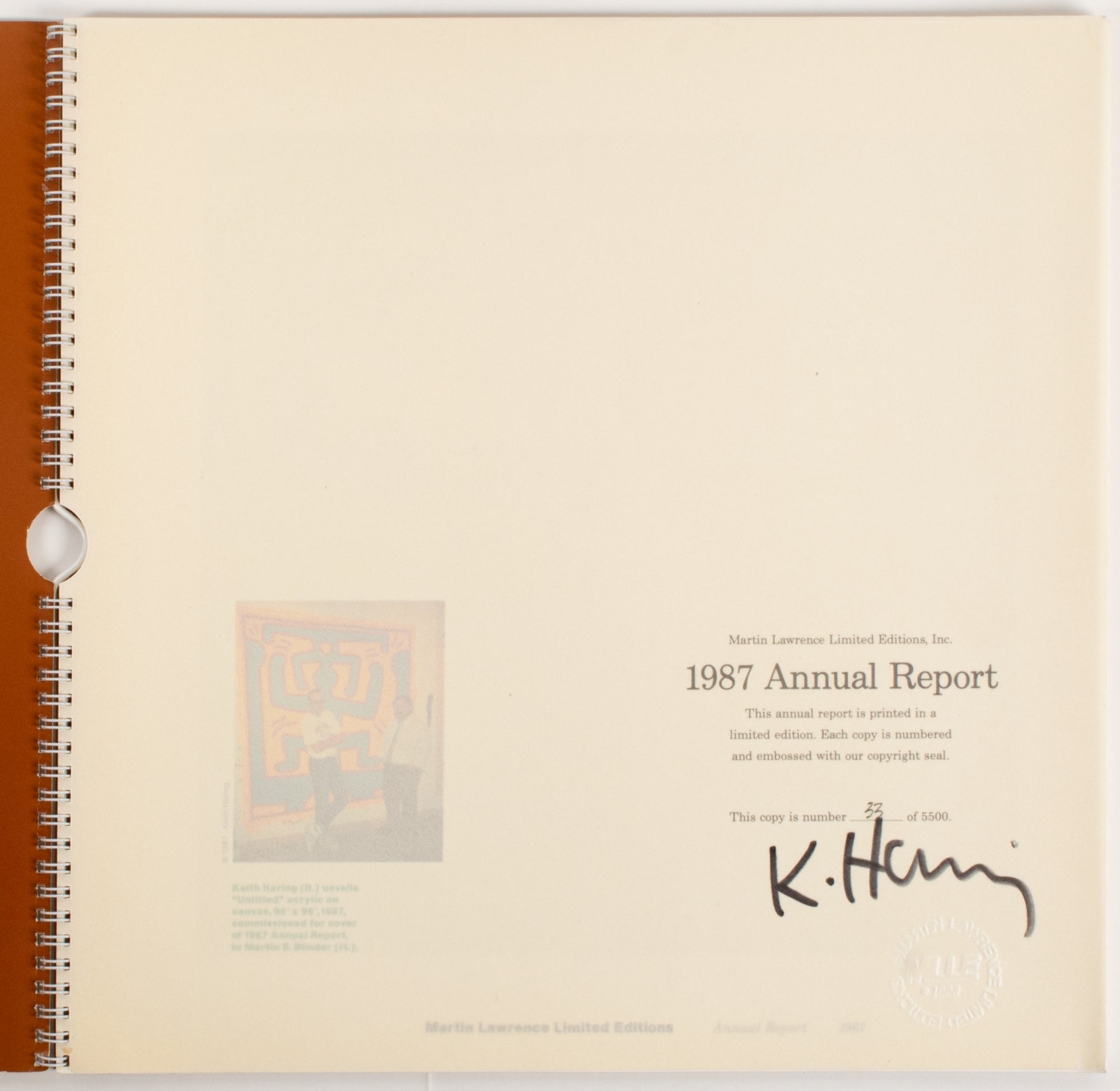 Martin Lawrence Limited Editions, Inc. 1987 Annual Report (Signed by ...