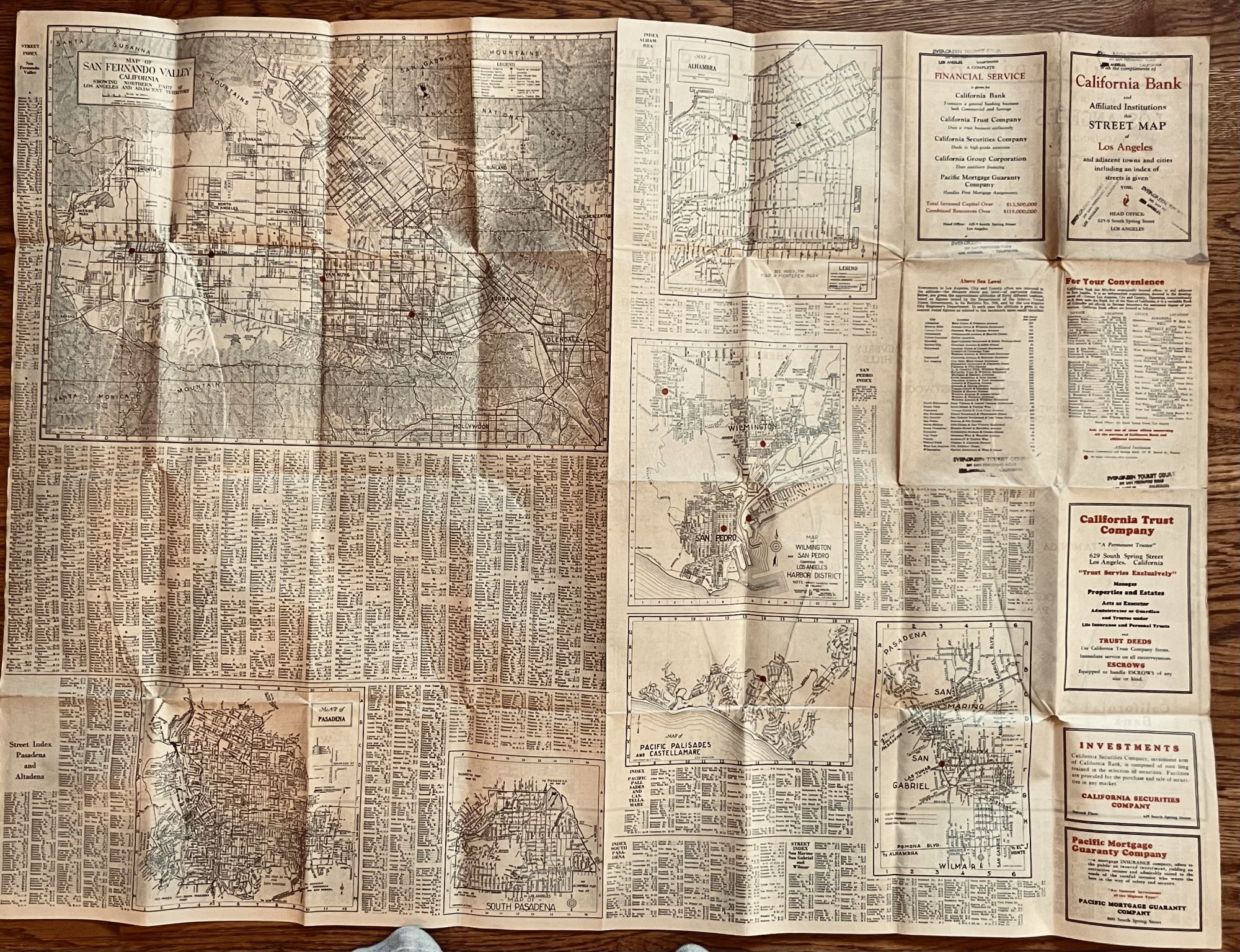 California Bank Street Map of Los Angeles and adjacent towns and cities ...