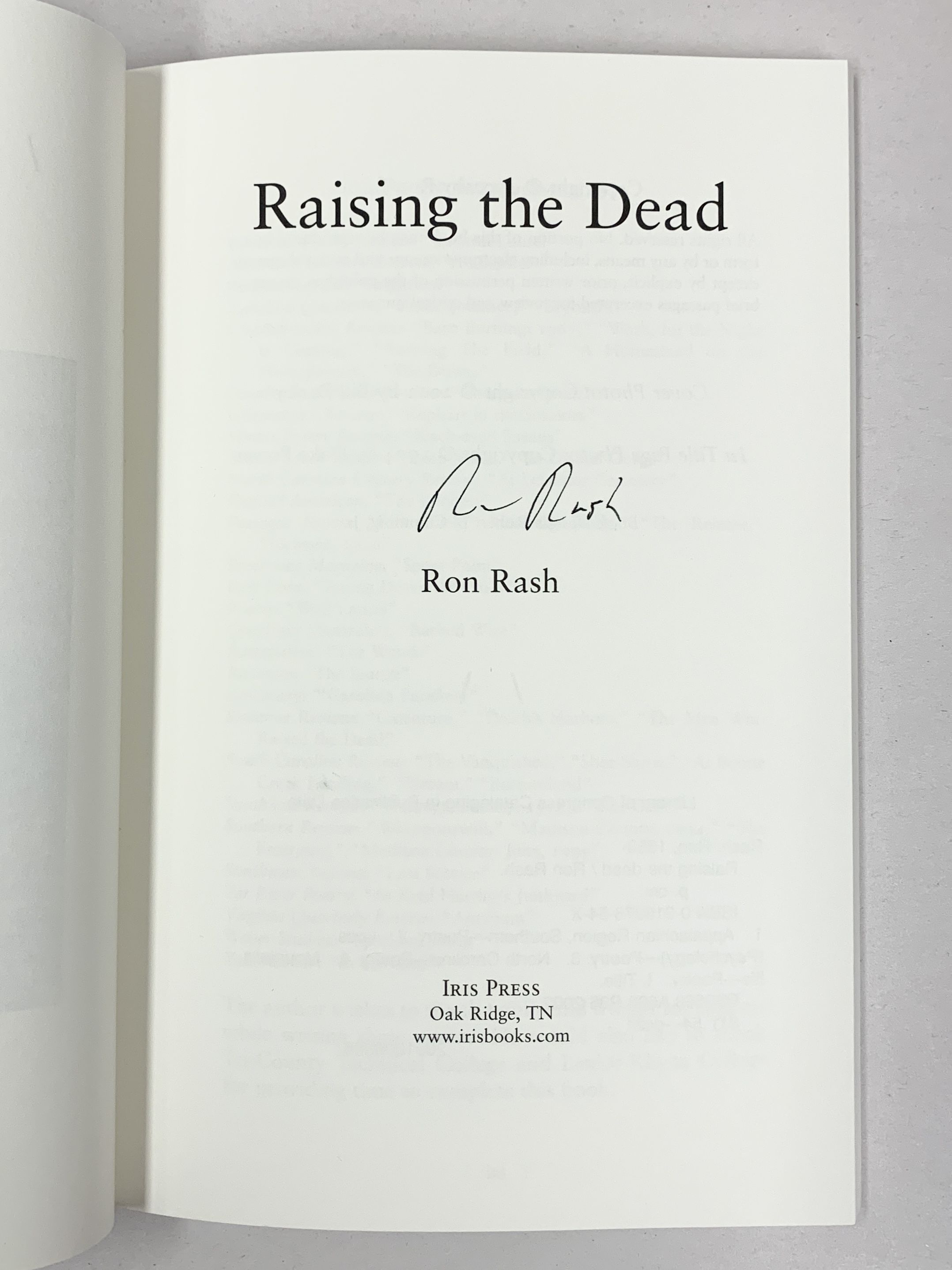 Raising the Dead by Rash, Ron: Fine Paperback (2002) First Edition ...