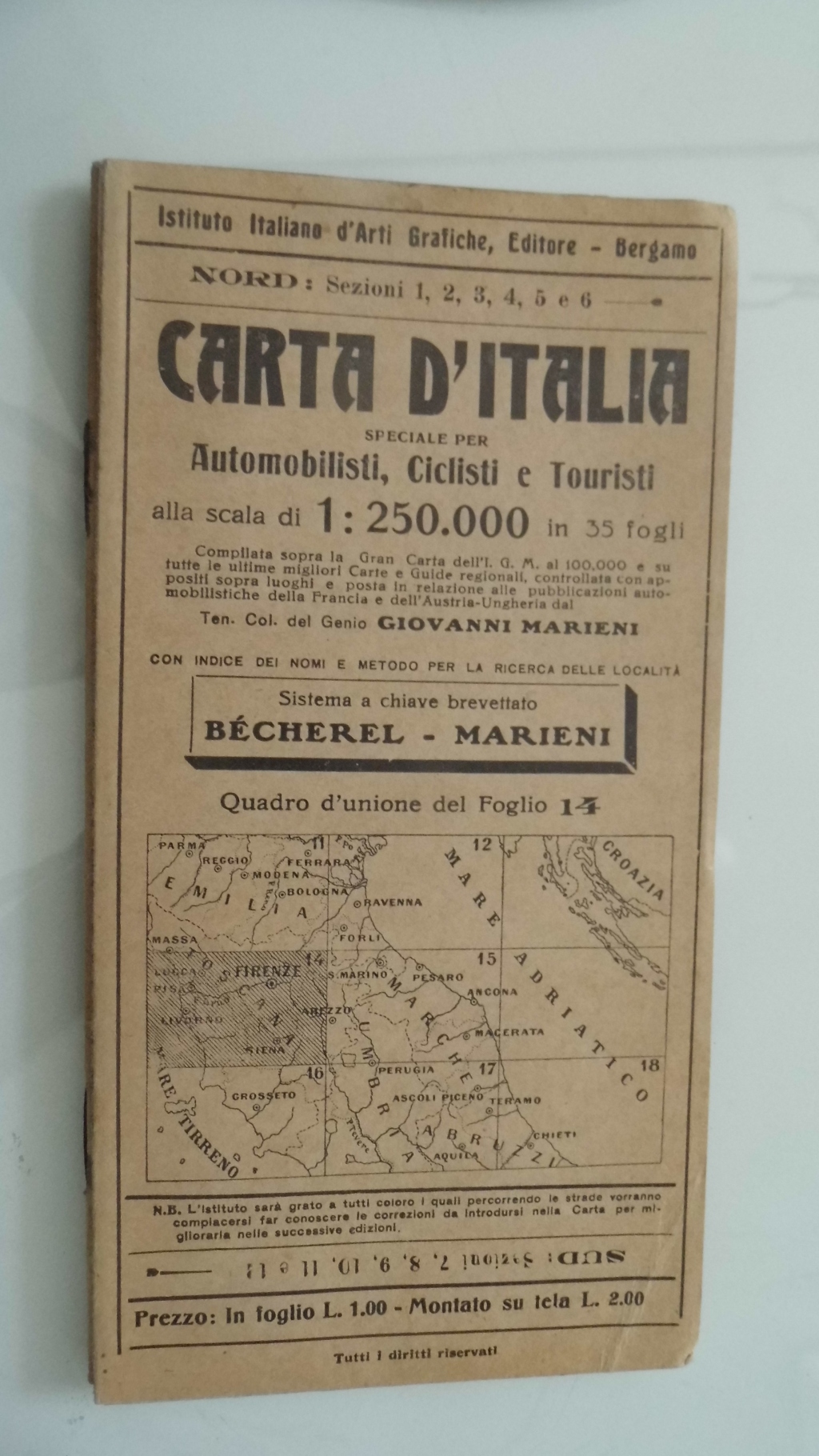 CARTA D'ITALIA SPECIALE PER AUTOMOBILISTI, CICLISTI E TURISTI alla ...