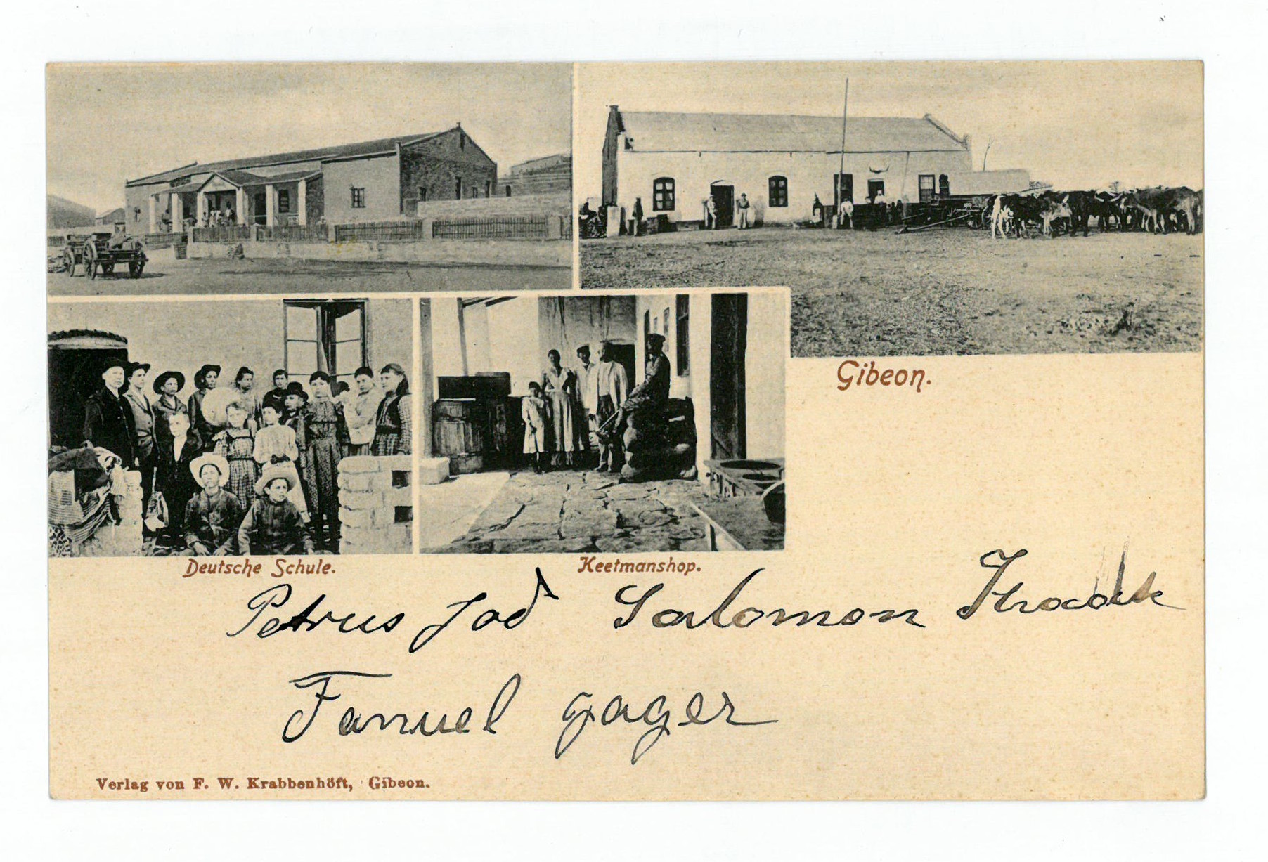 2 Bildpostkarten mit 5 Unterschriften von Anführern der Witbooi. von ...