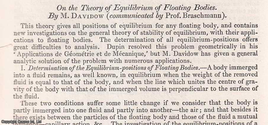 The Theory of Equilibrium of Floating Bodies. An uncommon original ...
