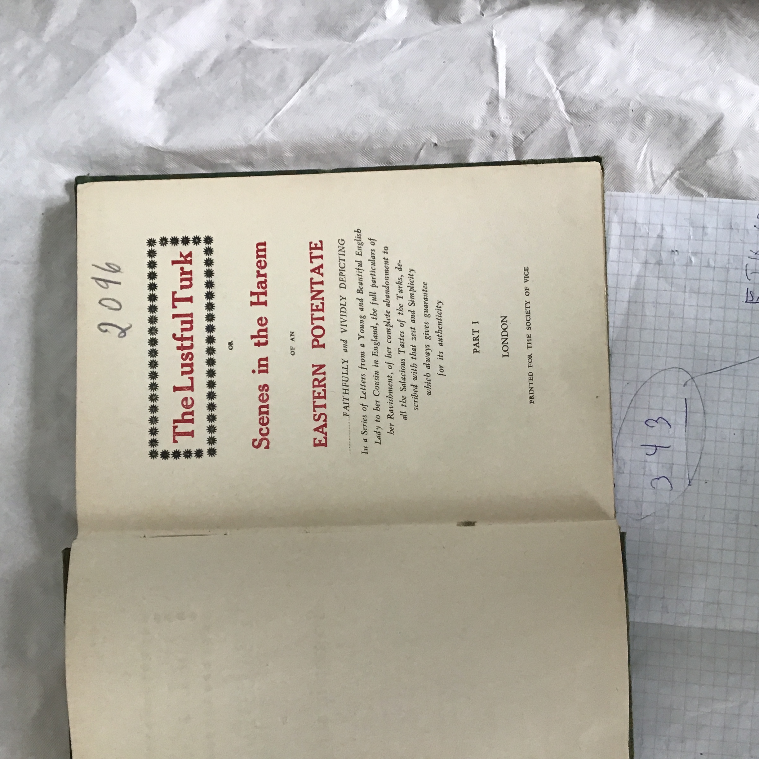 The Lustful Turk by Emily Barrow: Fine Hardcover 1st Edition ...