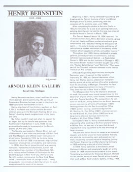 Henry Bernstein, Paintings, Drawings & Mural Studies [1986]. Royal Oak ...