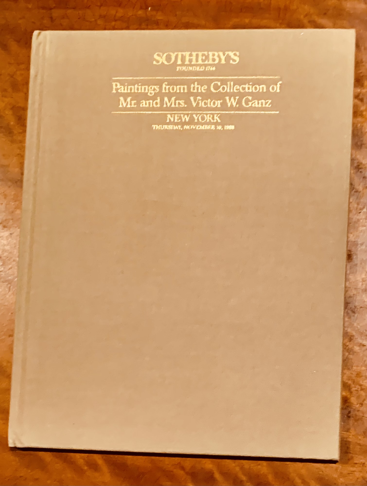 Paintings from the Collecion of Mr. and Mrs. Victor W. Ganz. Sotheby's ...