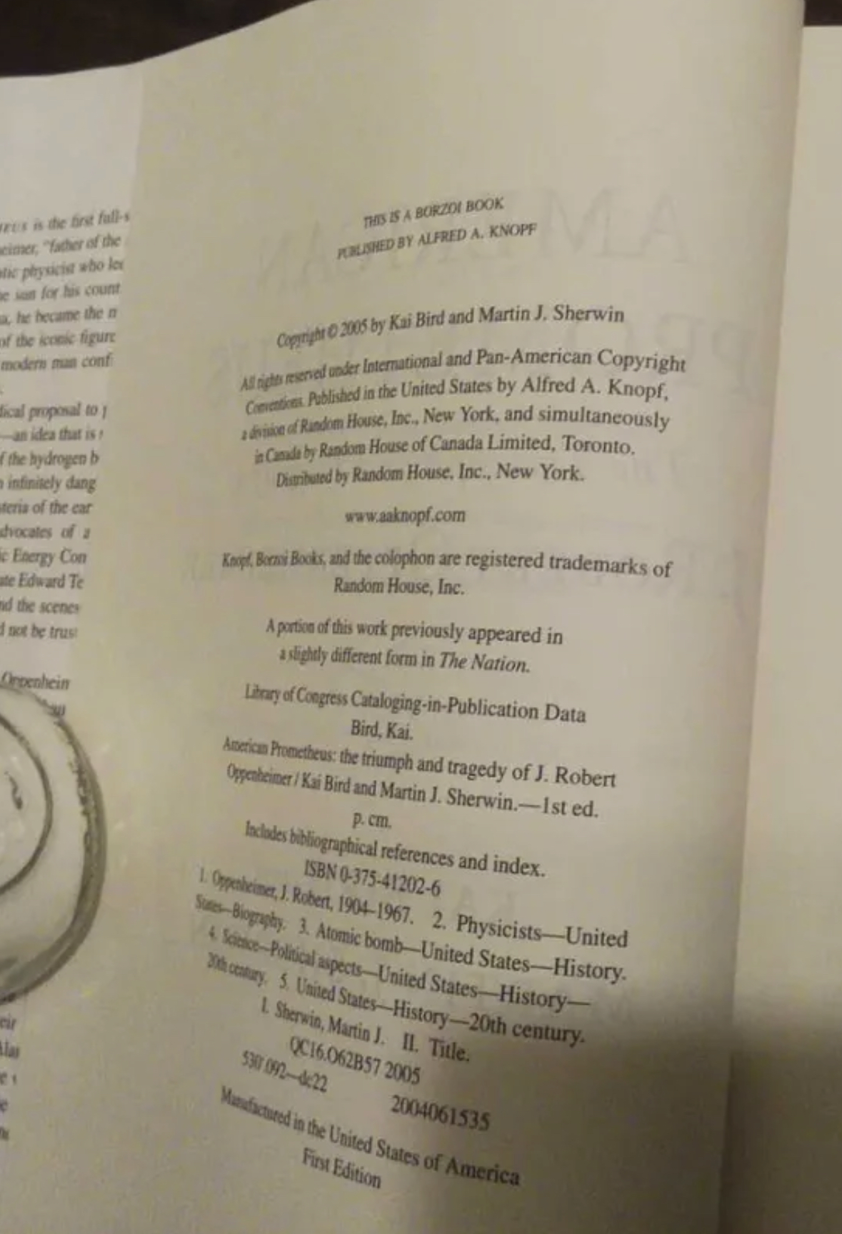 American Prometheus (Oppenheimer), First Edition, SIGNED by Kai Bird ...