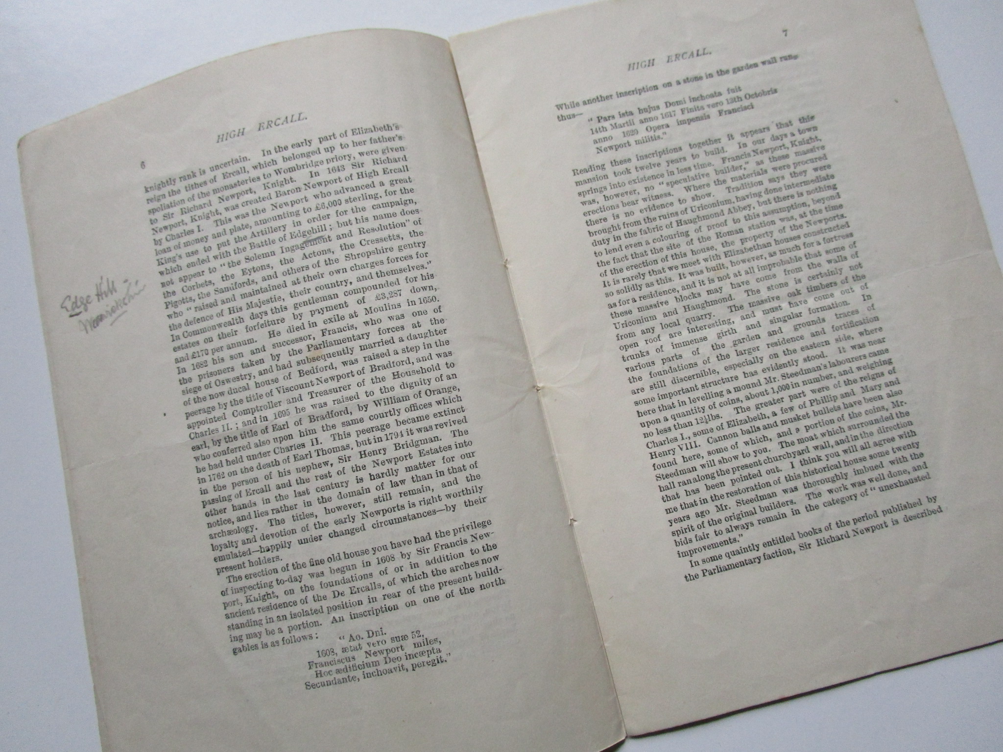 THE ARCHAEOLOGY OF HIGH ERCALL SHROPSHIRE A Paper read at the July ...