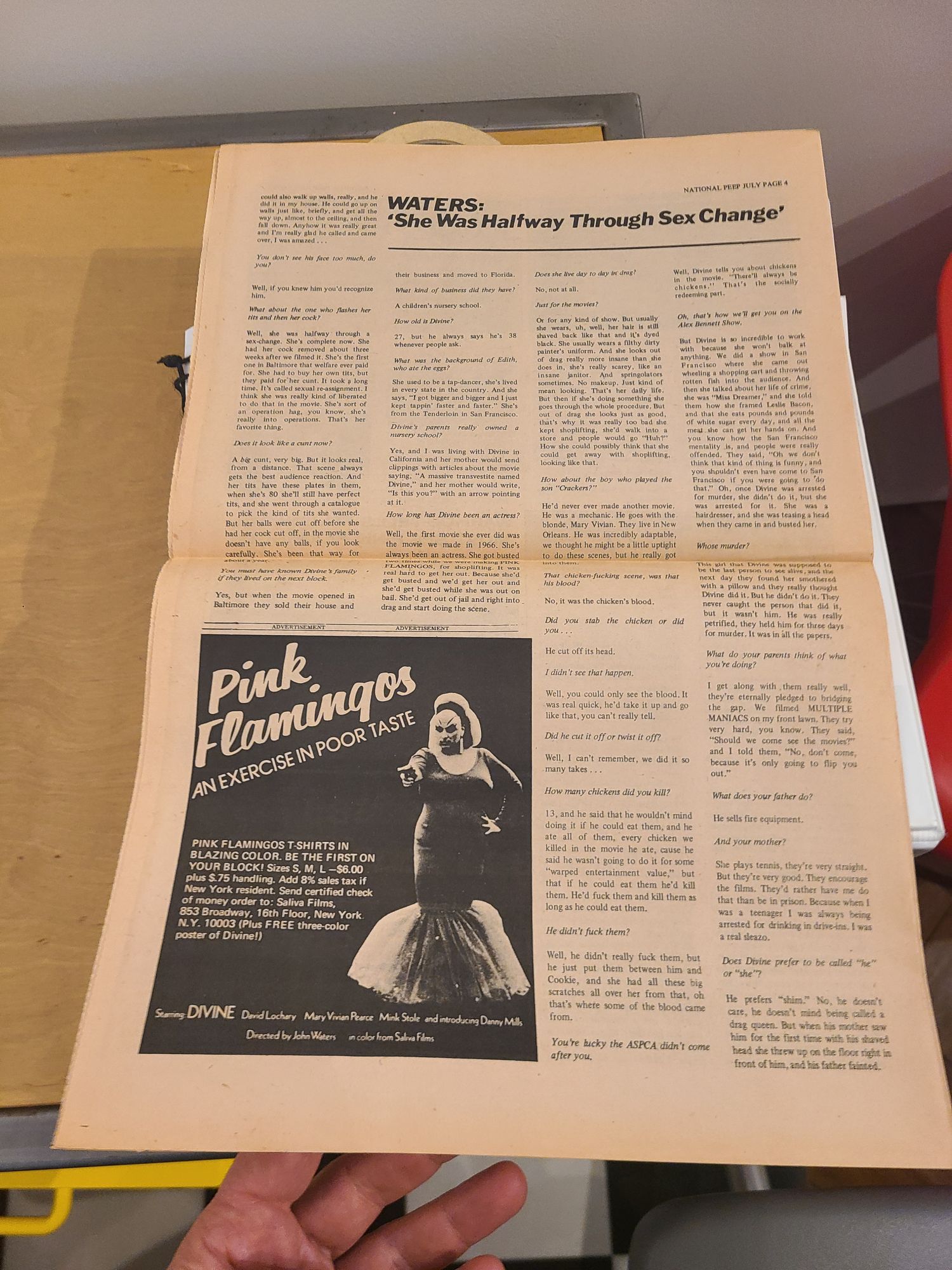 National Peep by John Waters: Excellent with slight tanning. Newsprint ...