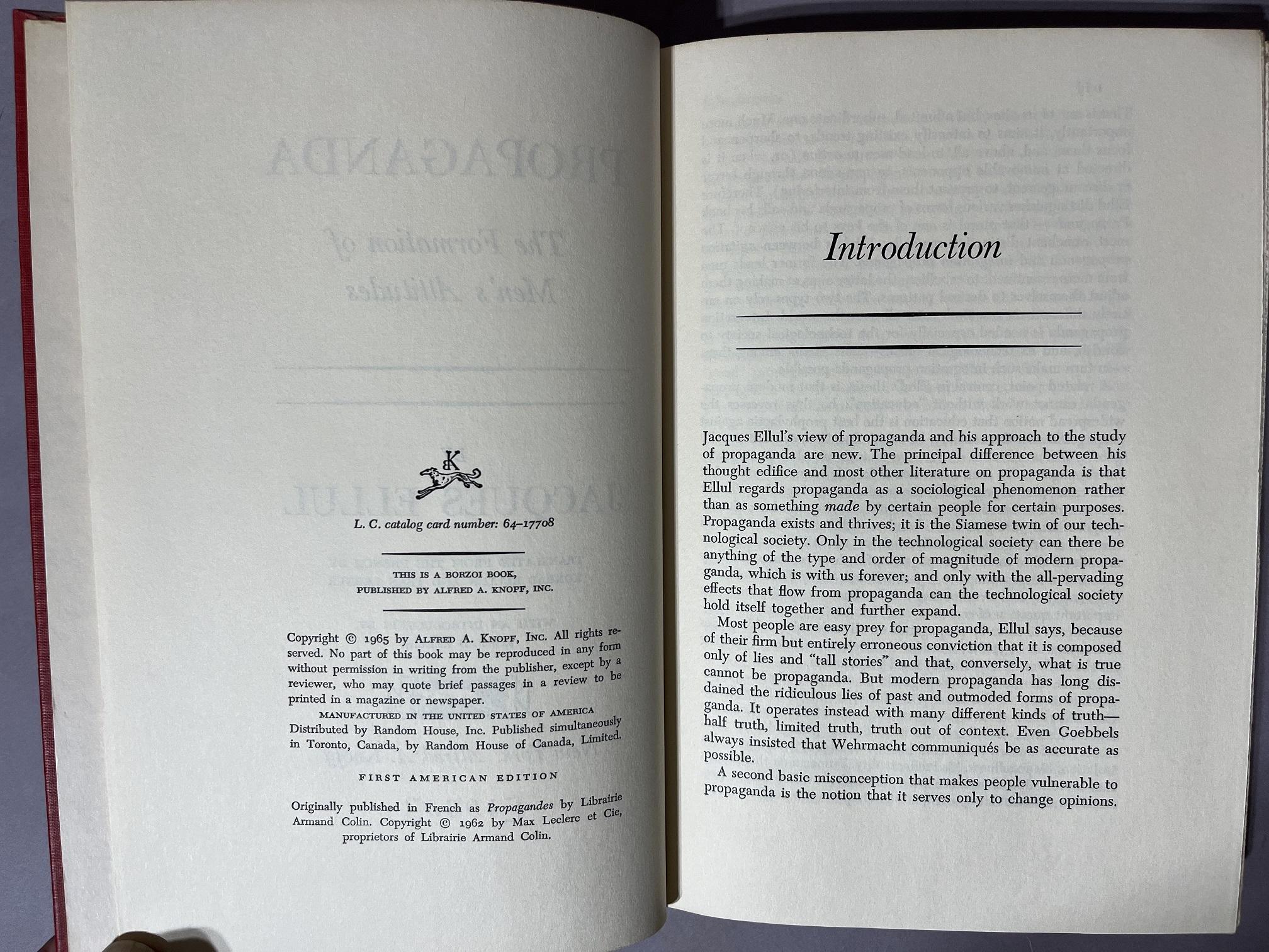 Propaganda: The Formation of Men's Attitudes by Ellul, Jacques: Near ...