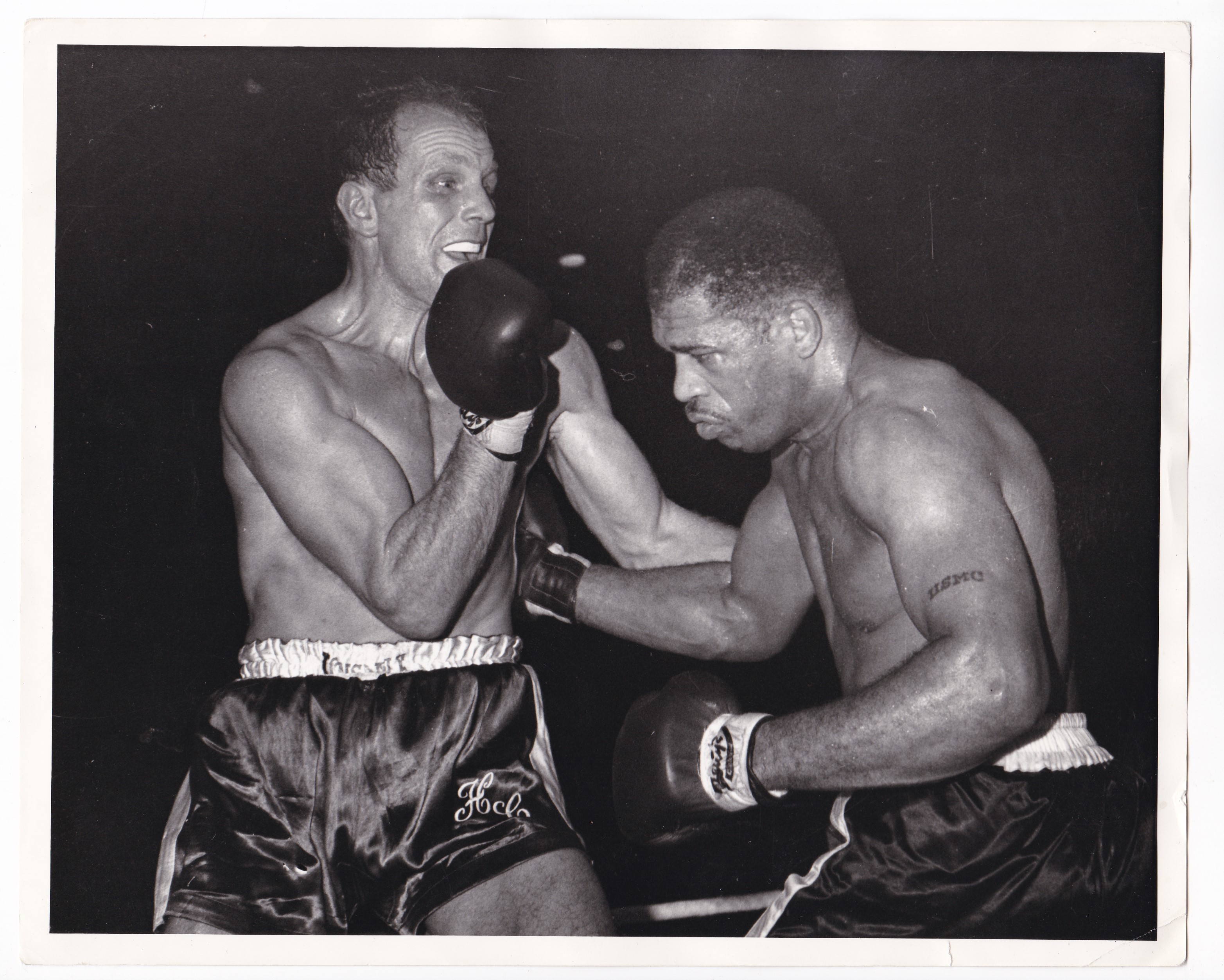 Boxen Pressefoto Henry Cooper Amos Johnson 1965 rechter Haken umseitig Text: Manuscript / Paper ...