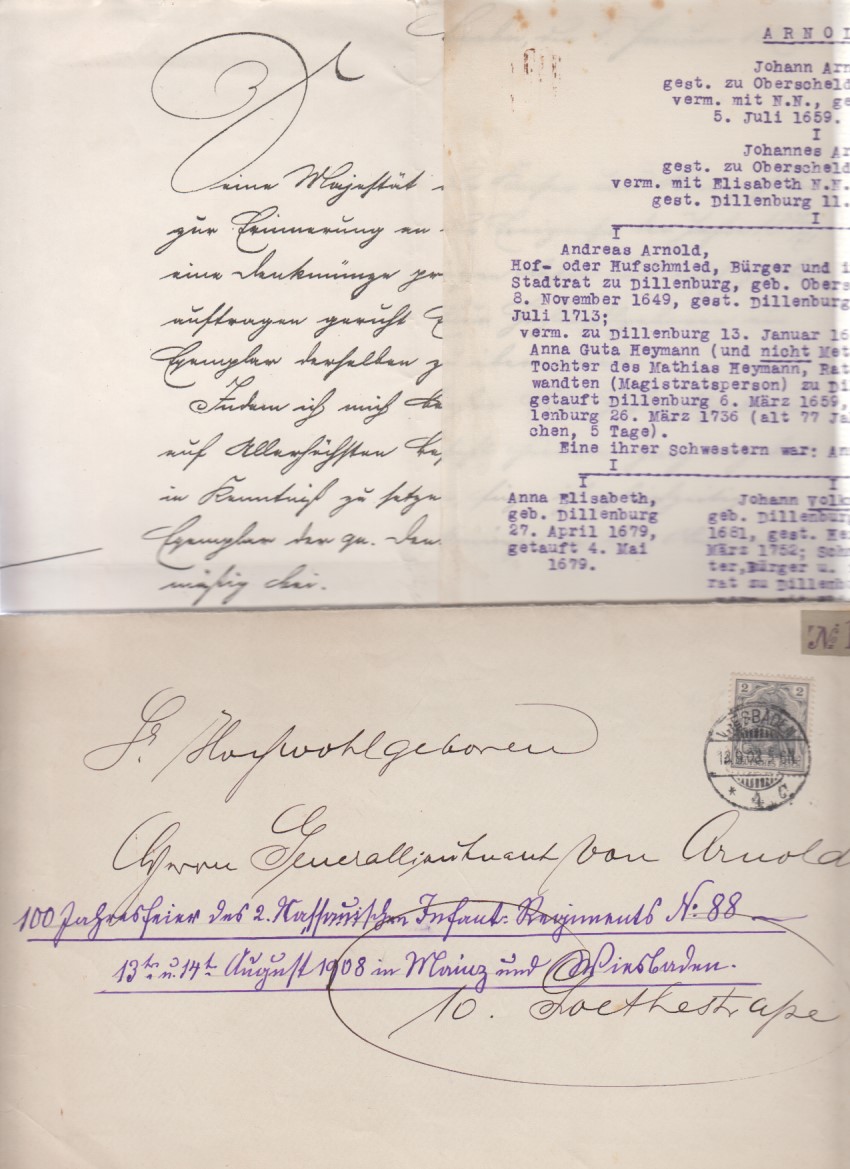 Familie von Arnoldi. [Konvolut zu Militärgeschichte, Genealogie und ...