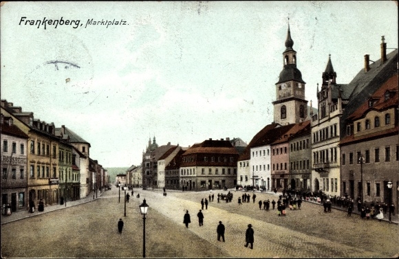 Ansichtskarte / Postkarte Frankenberg in Sachsen, Marktplatz ...