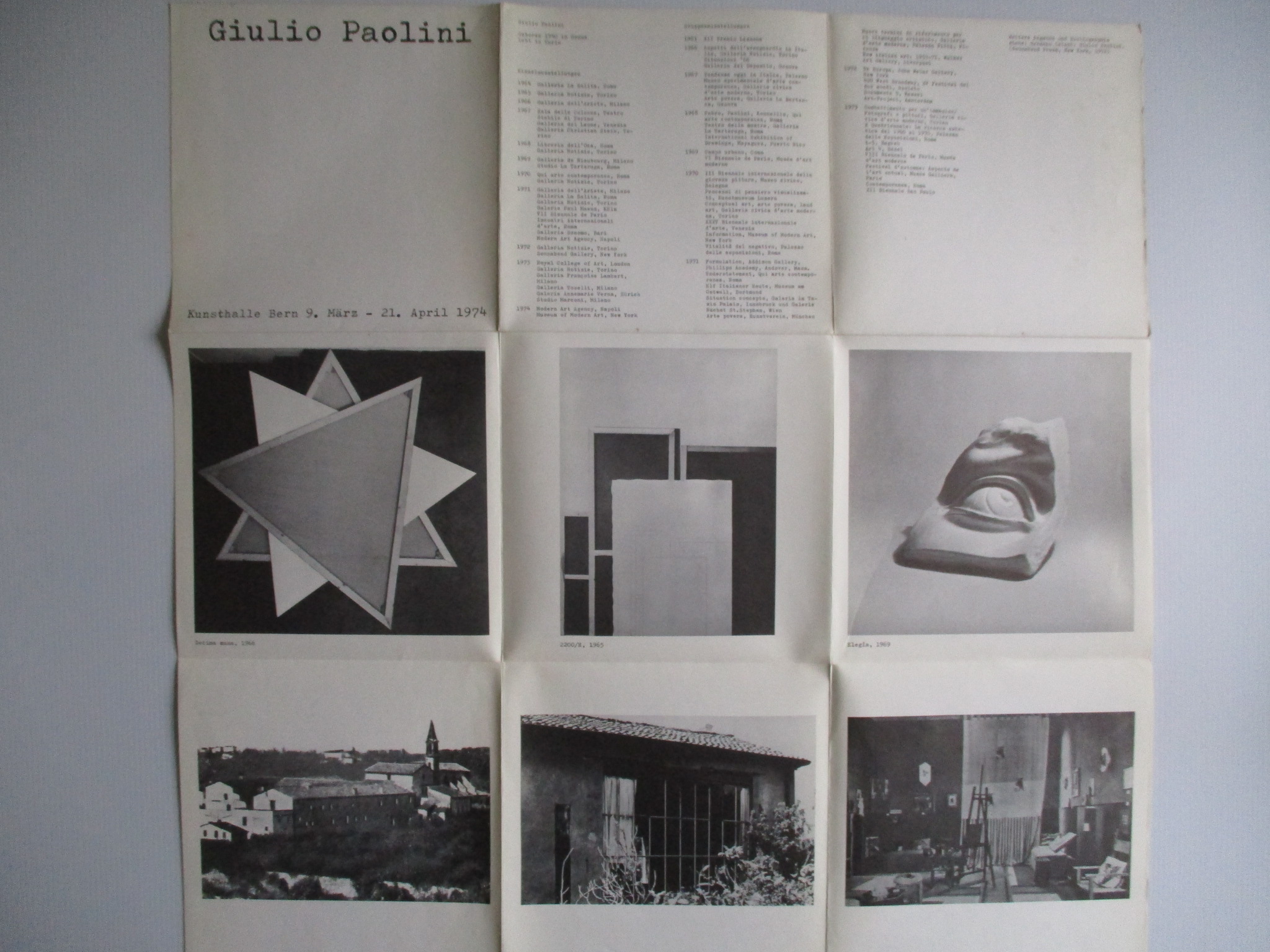 Giulio Paolini Kunsthalle Bern 1974 poster by Paolini, Giulio and Carlo ...