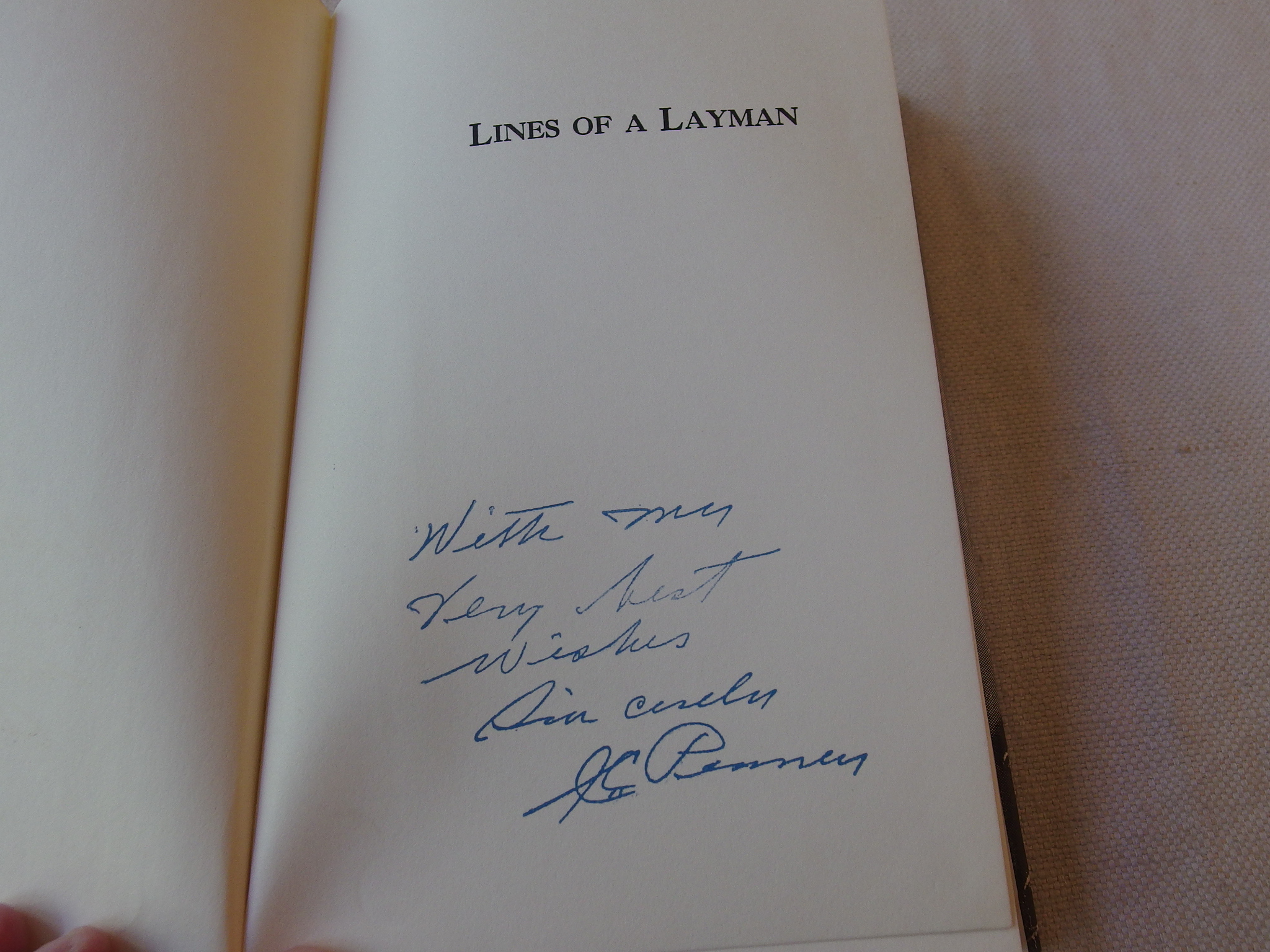 Lines of a Layman (with stamp of J C Penney) by J C Penney: Near Fine ...