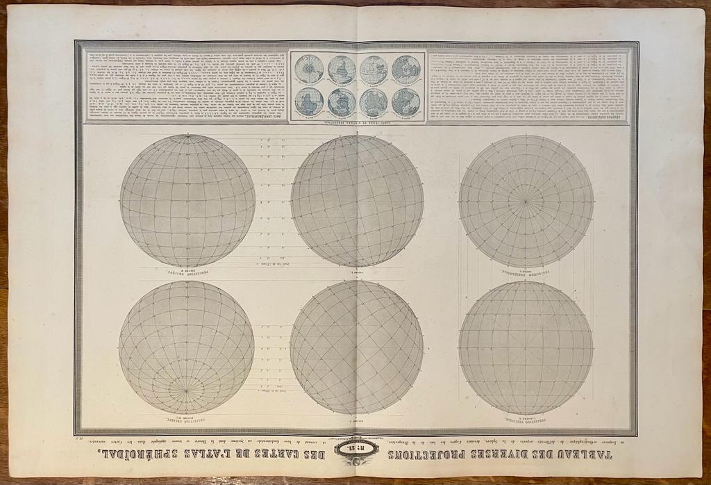 Cartography, colored lithography | Tableau des diverses projections des ...
