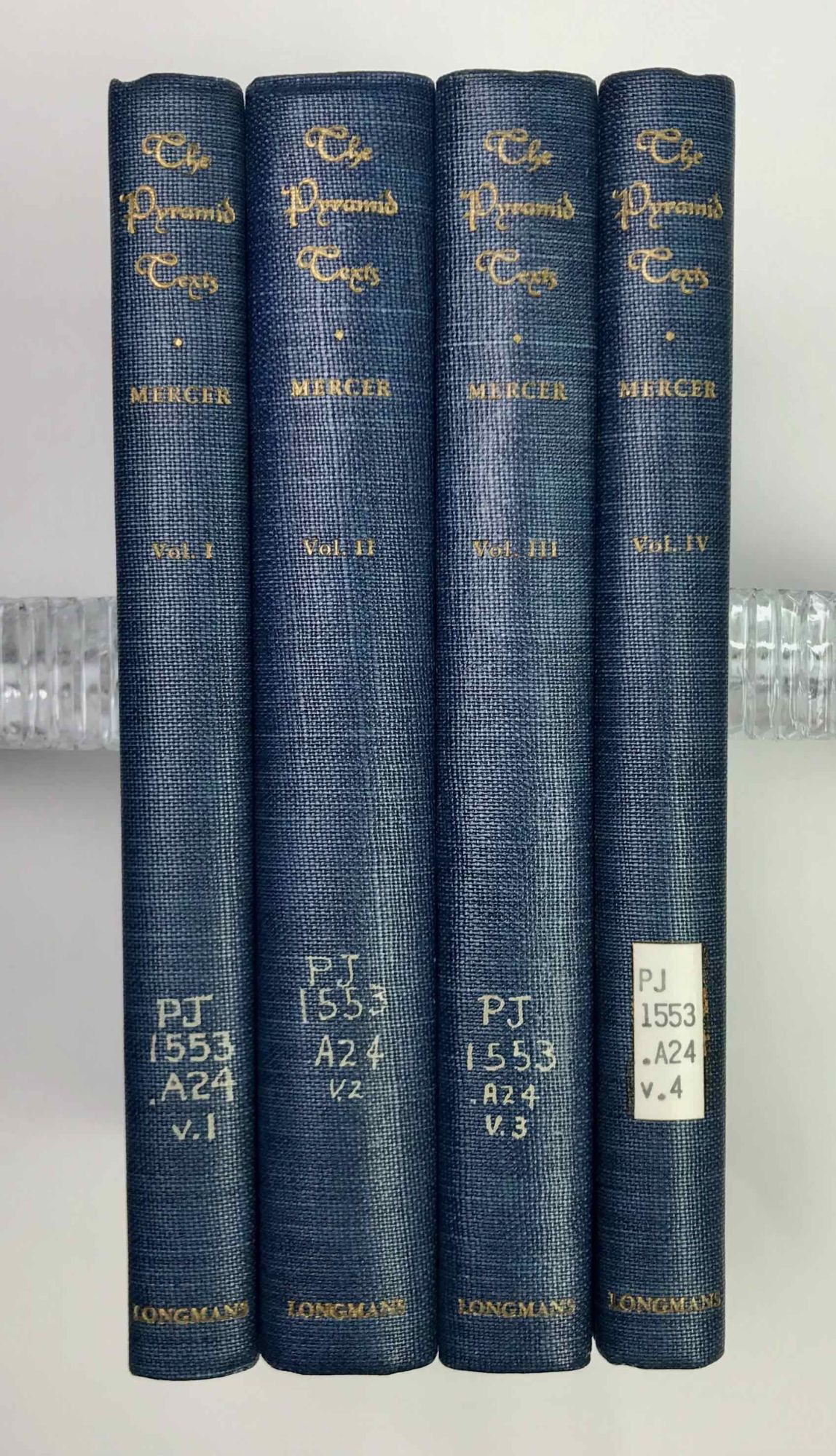The Pyramid texts. Vol. I, II, III & IV (complete set) by MERCER Samuel ...