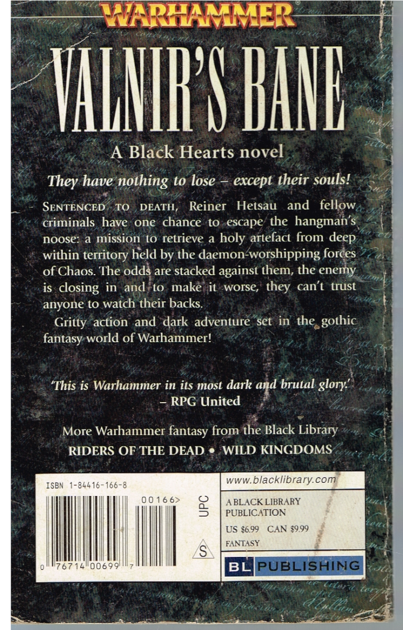 Warhammer Valnir's Bane A Black Hearts Novel by Nathan Long: Fair Mass ...