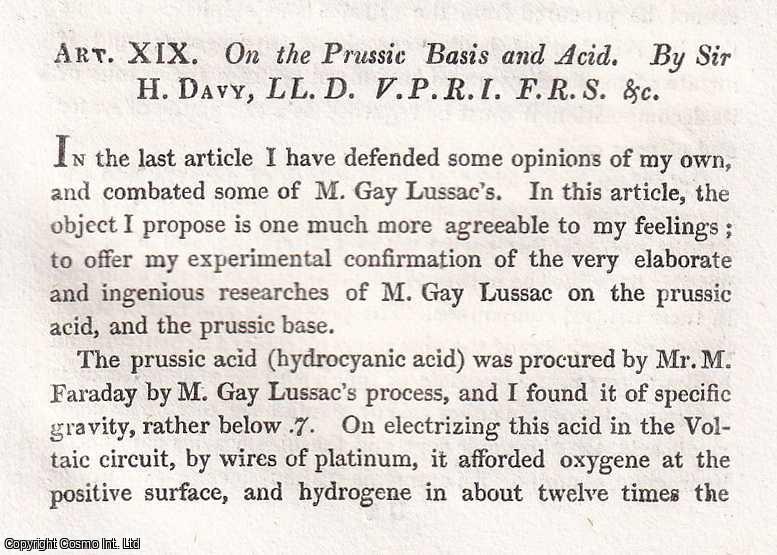 On the Prussic Basis and Acid. An uncommon original article from the ...