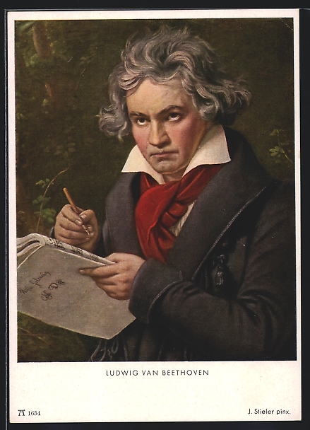 Ansichtskarte Ludwig van Beethoven mit Notenheft: Manuskript ...