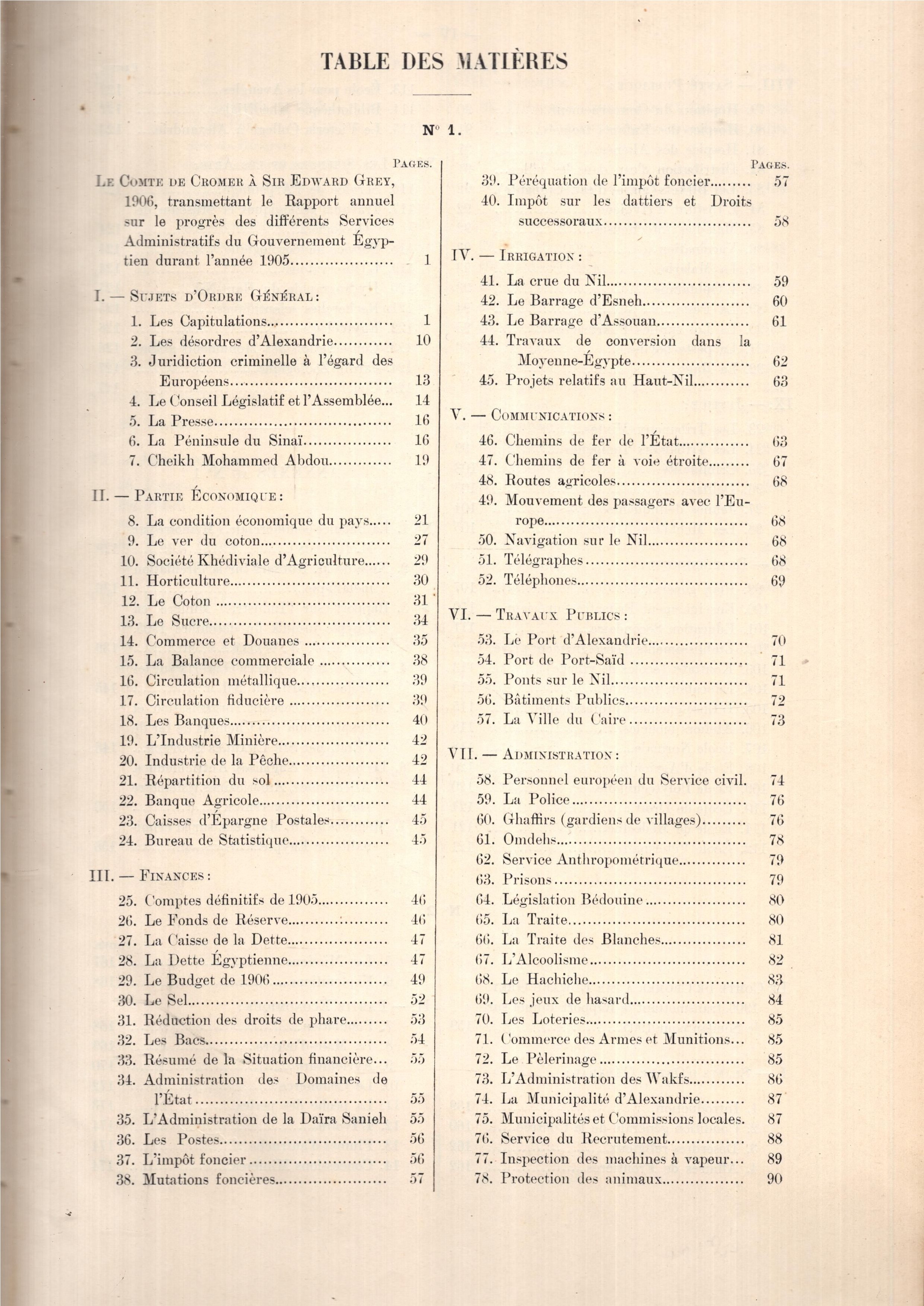 Rapport de Lord Cromer sur L'Égypte et le Soudan. Pour l'année 1905 ...
