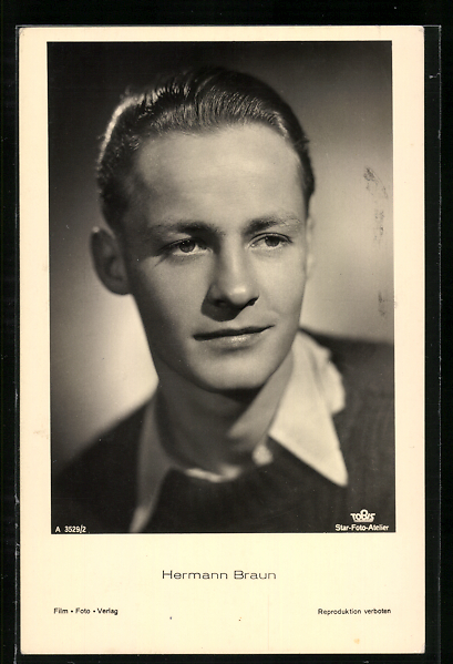 Ansichtskarte Schauspieler Hermann Braun mit melancholischem Blick ...