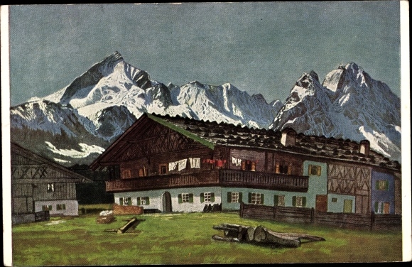 Künstler Ansichtskarte / Postkarte Reiser, Carl, Bauernhof im ...